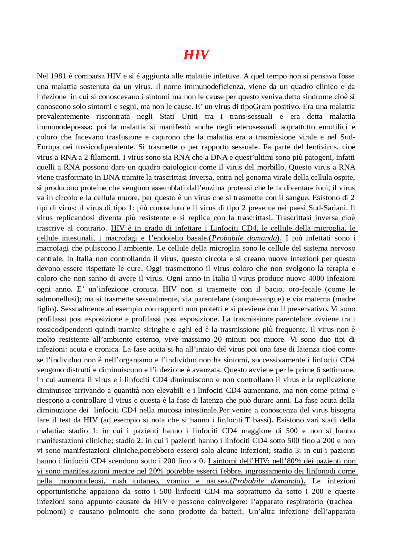 Hiv Malattie Infettive Docsity