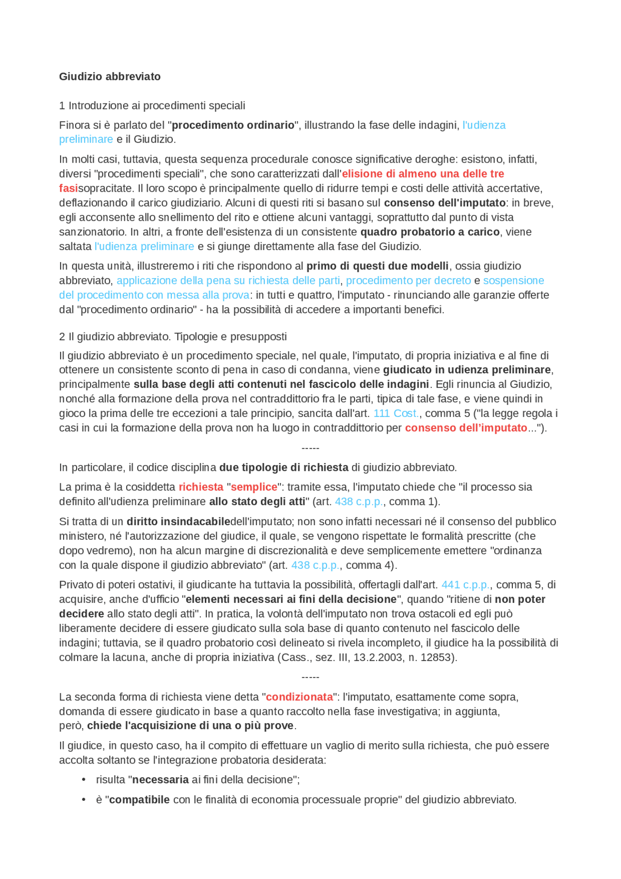 Procedura Penale Procedimenti Speciali Docsity