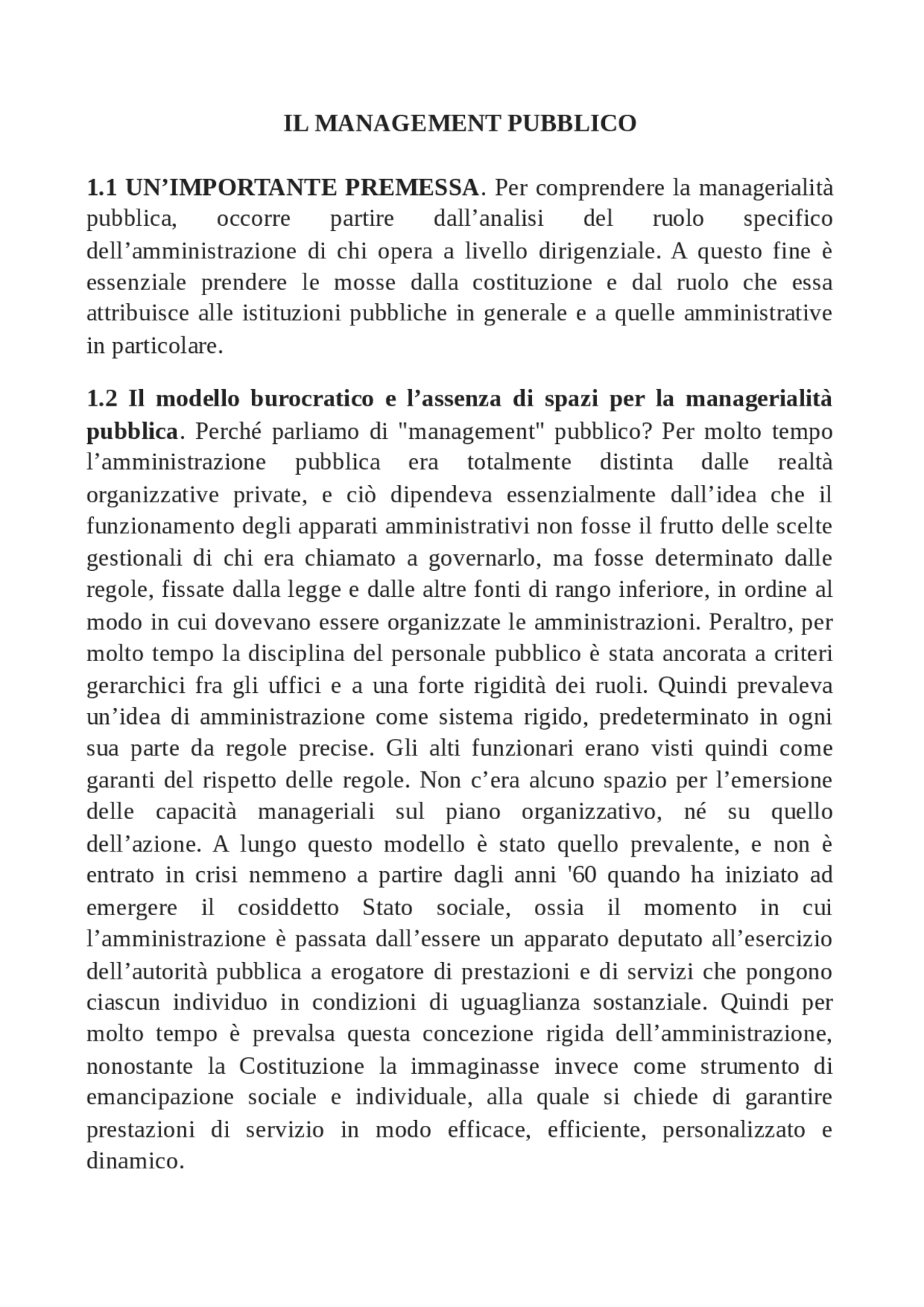 Management Pubblico Appunti Di Management Pubblico Docsity