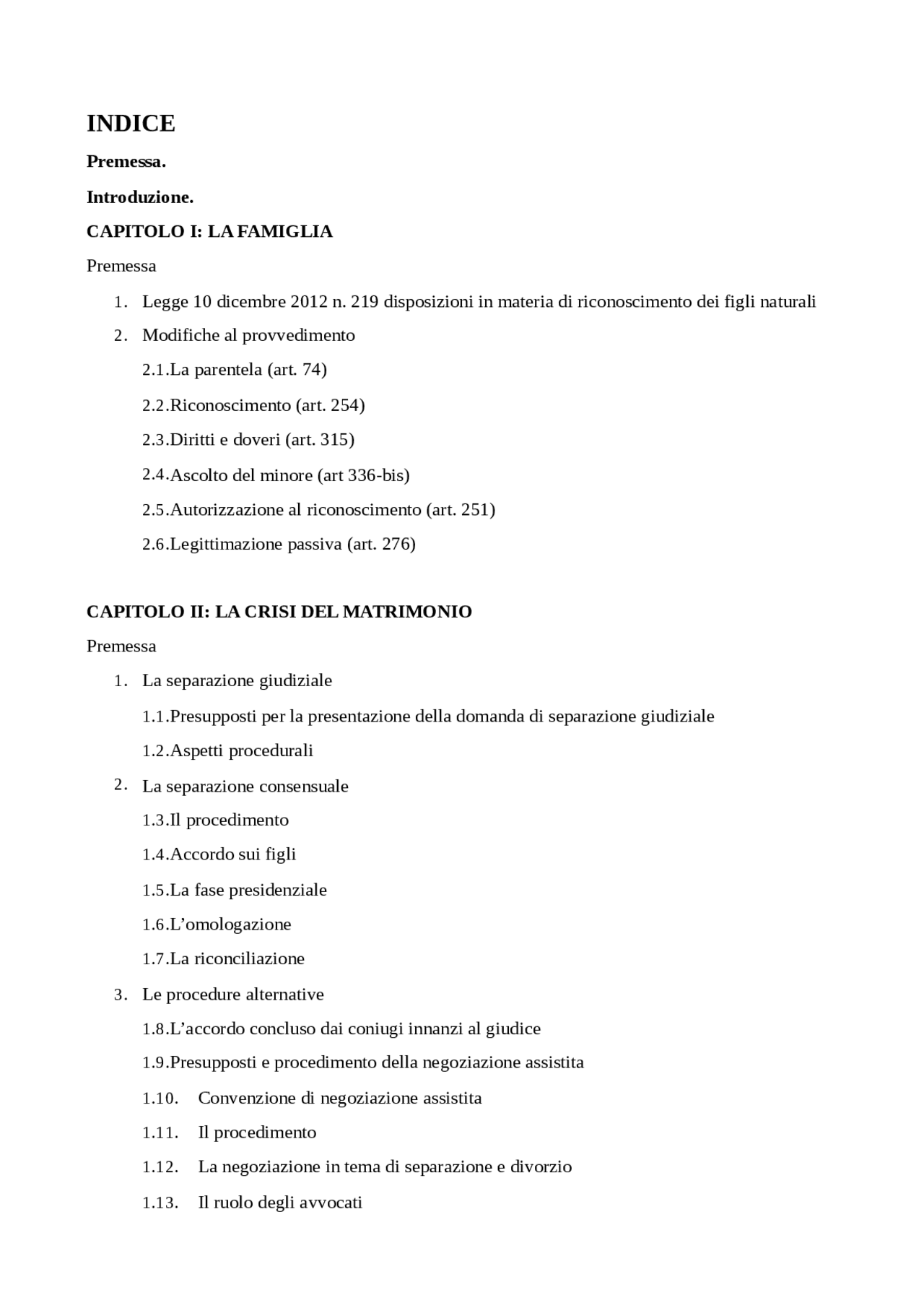 Indice Tesi Laurea Diritto Privato Docsity