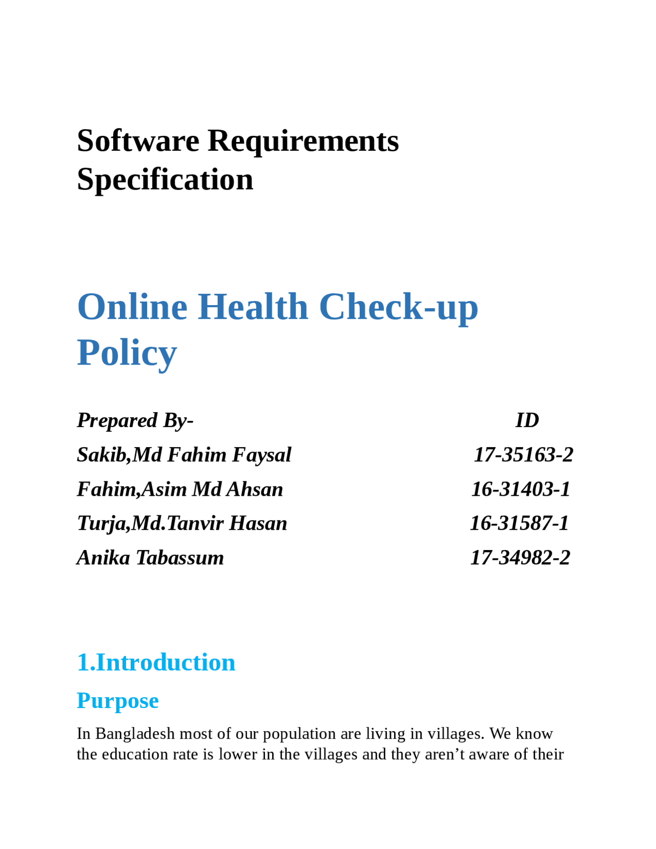 Online Health Check-up Policy - Docsity