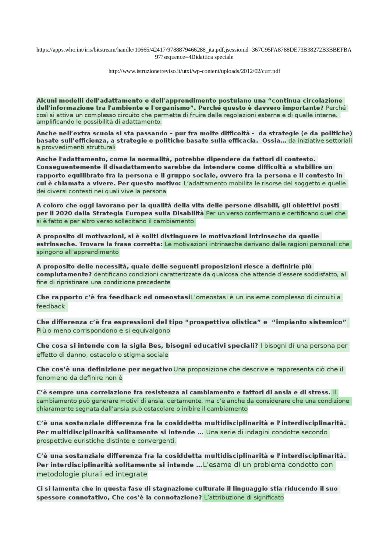 Domande Didattica Generale Docsity
