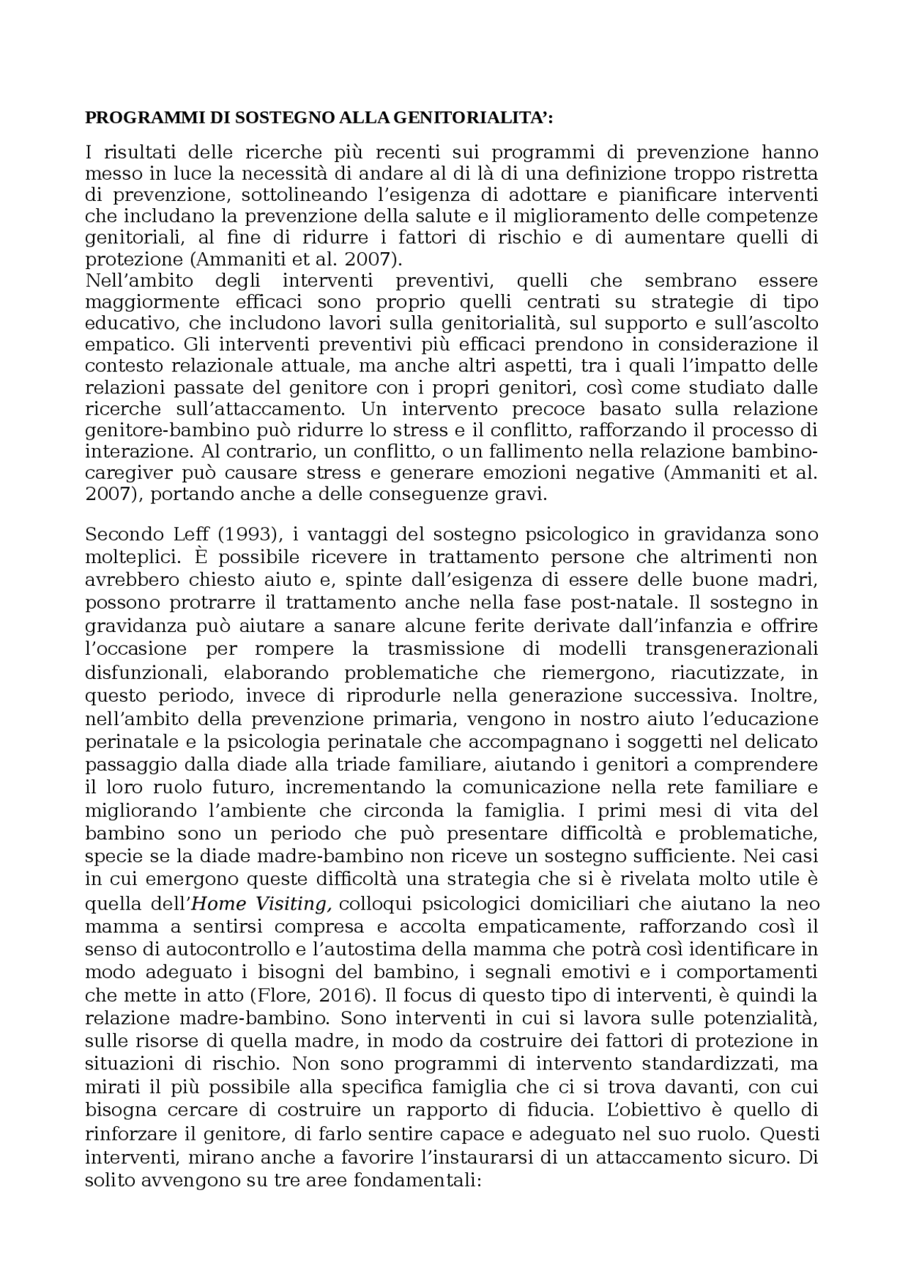 Programmi Di Sostegno Alla Genitorialità Docsity