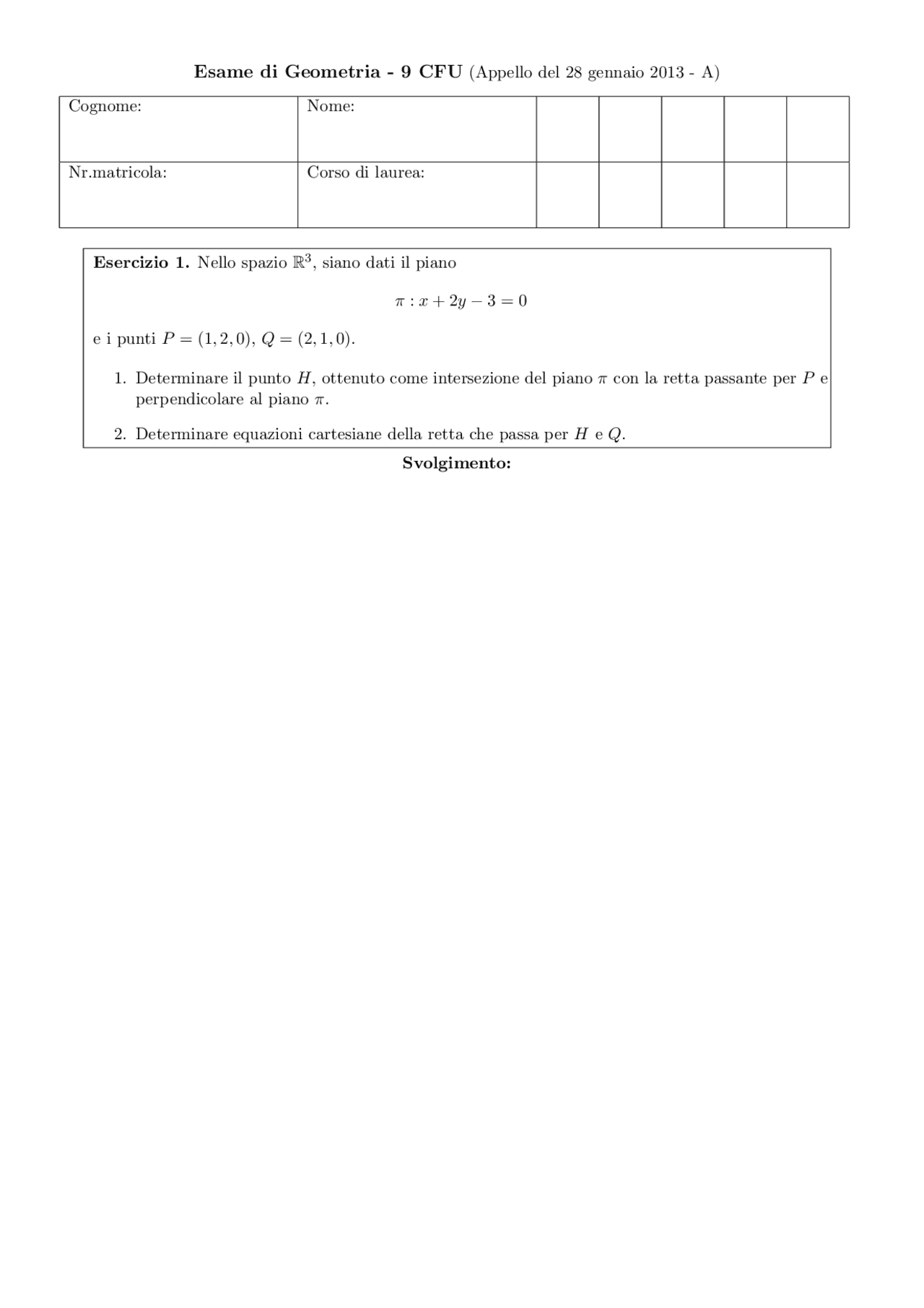 Prove Desame Anno 2013 Docsity