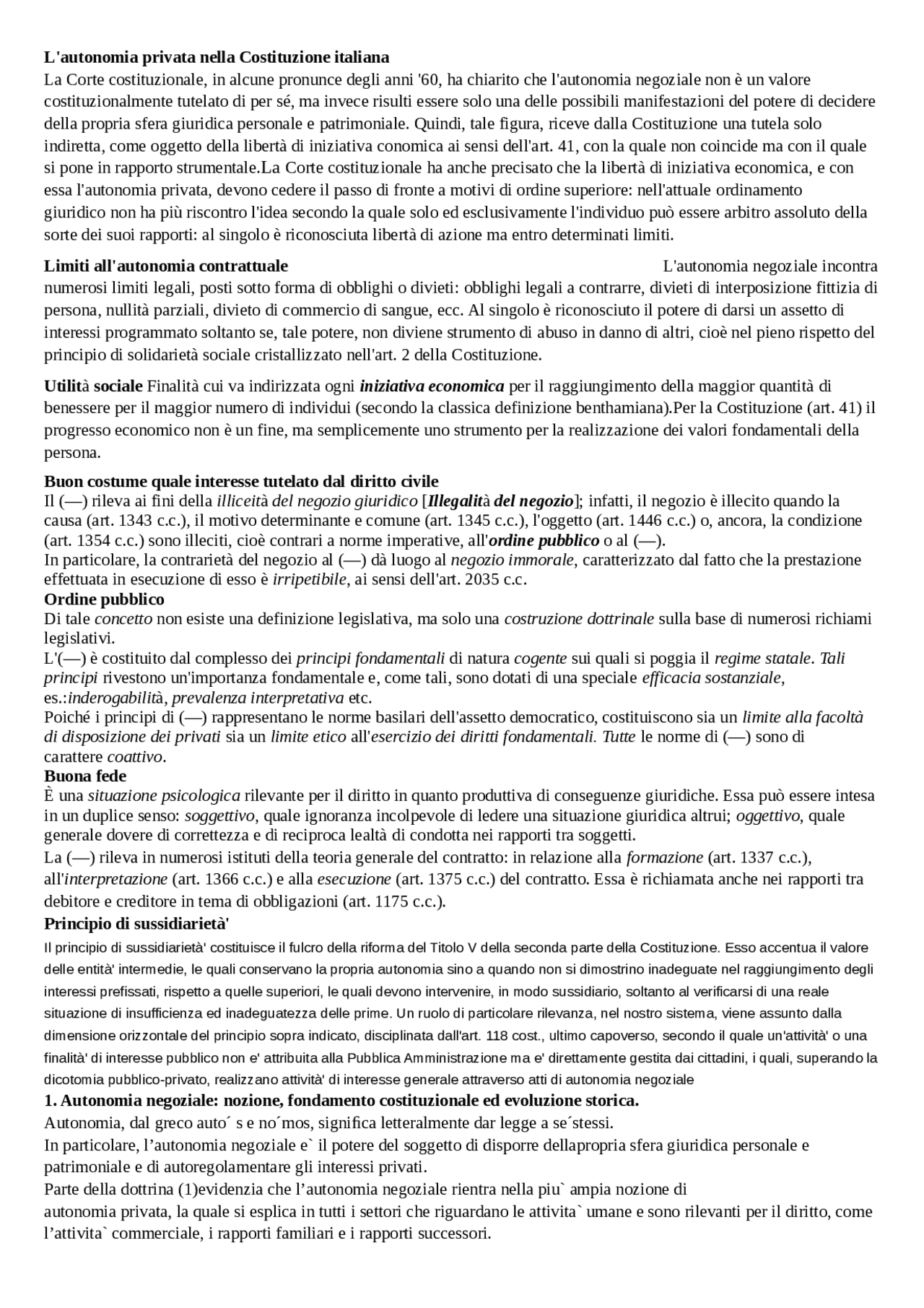 Appunti Diritto Civile Autonomia Negozialeodt Docsity