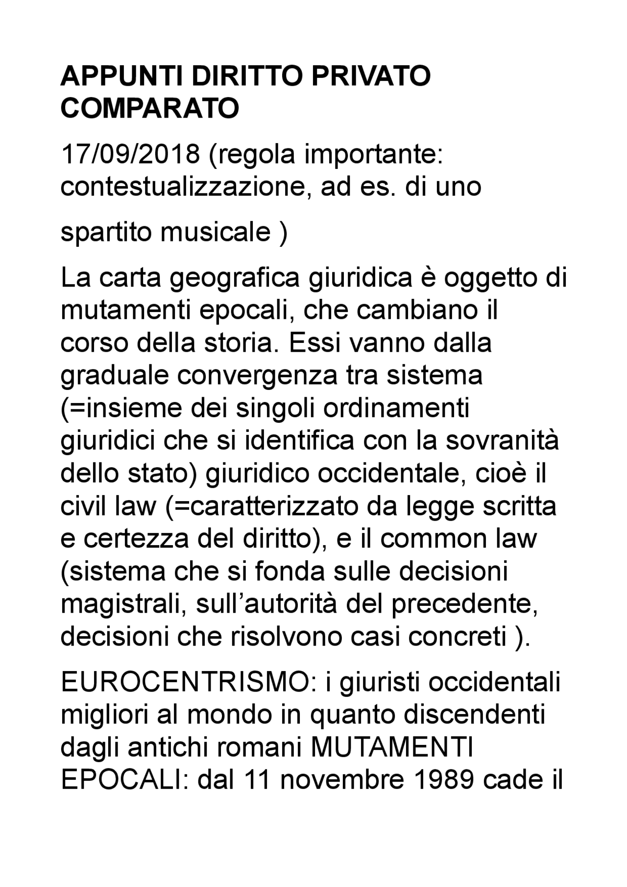 Diritto Comparato Lezione 1 Appunti Di Diritto Comparato Docsity