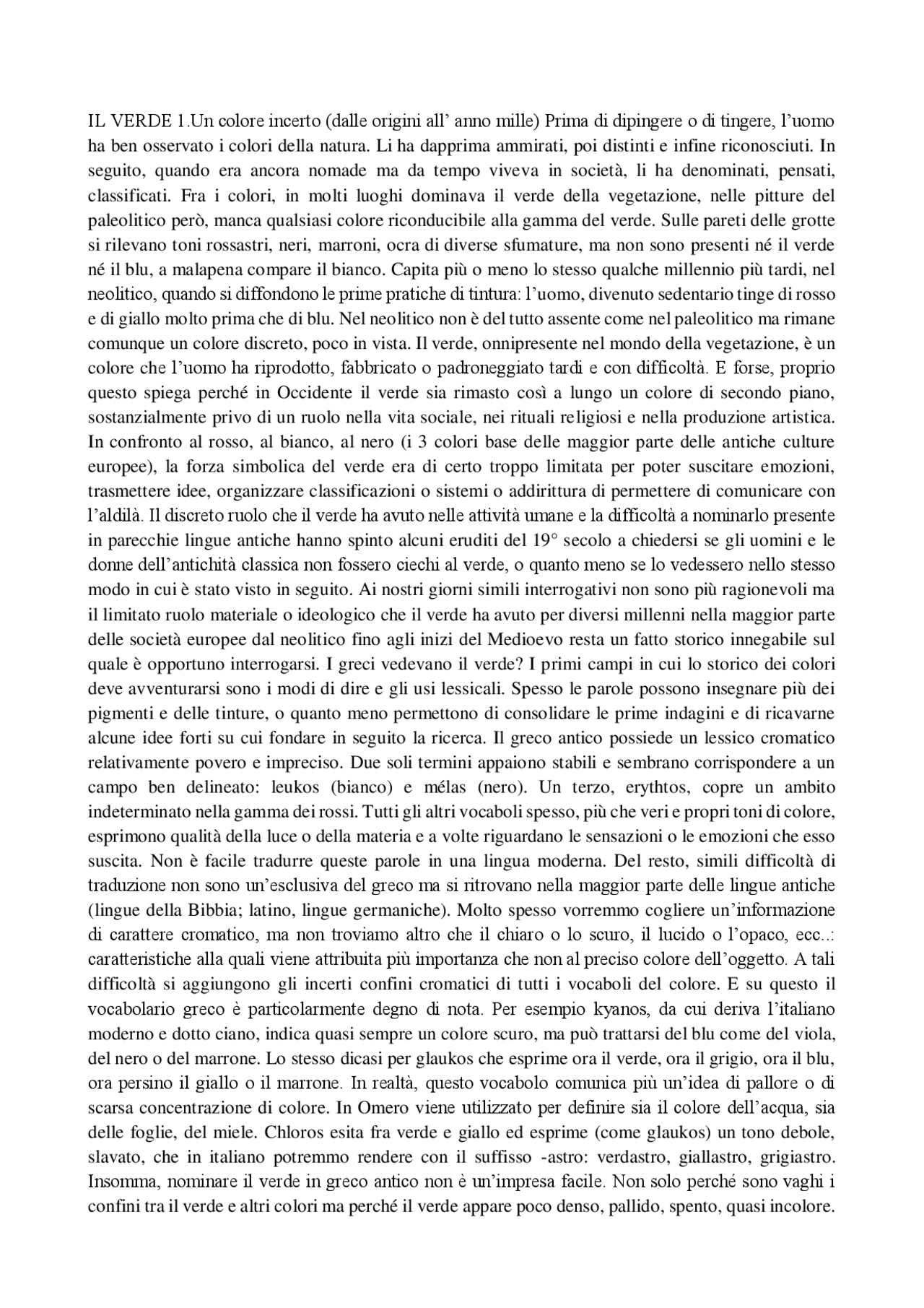 Il Verde Storia Di Un Colore Docsity