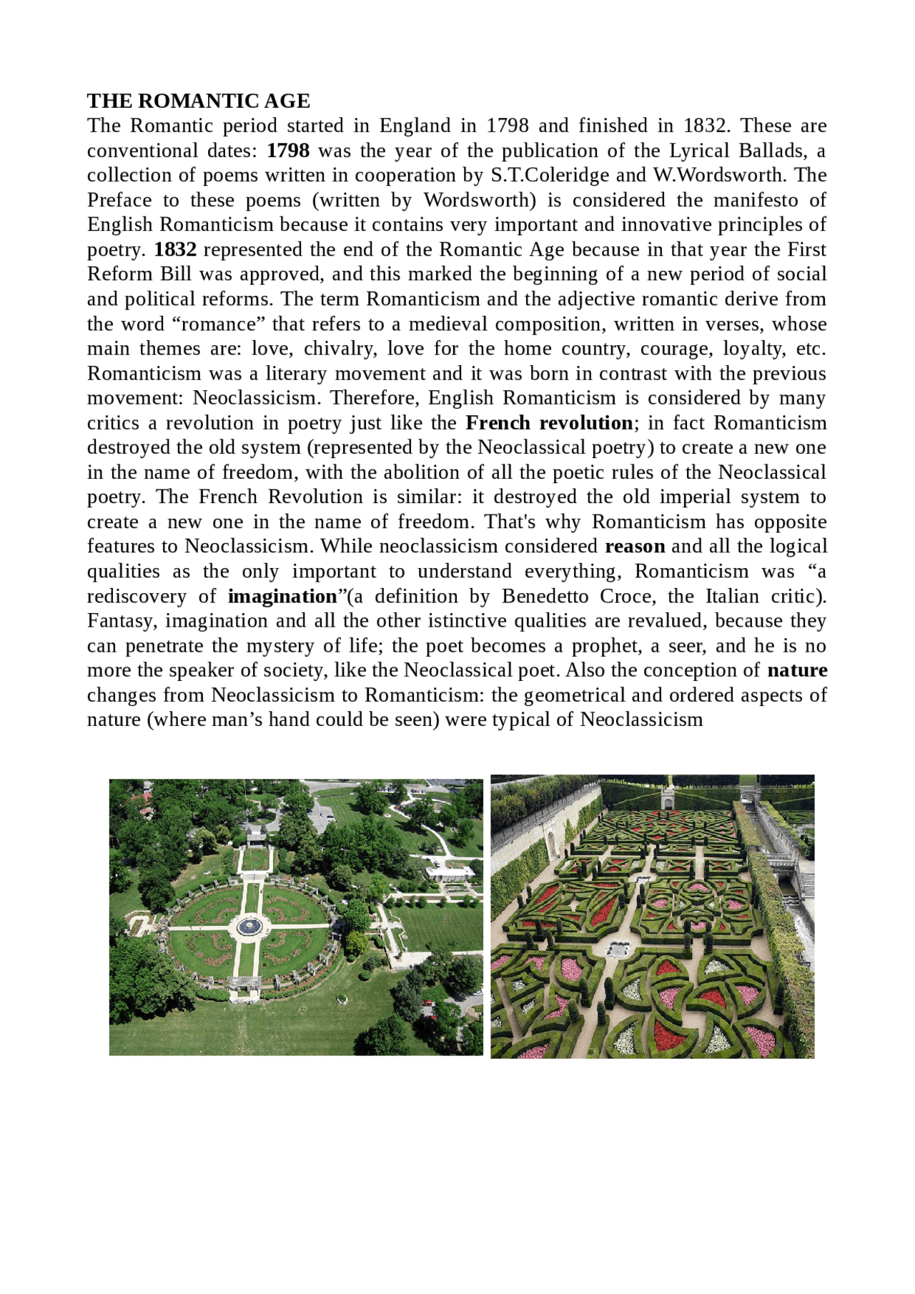 The Romantic Age Pre And Post Docsity
