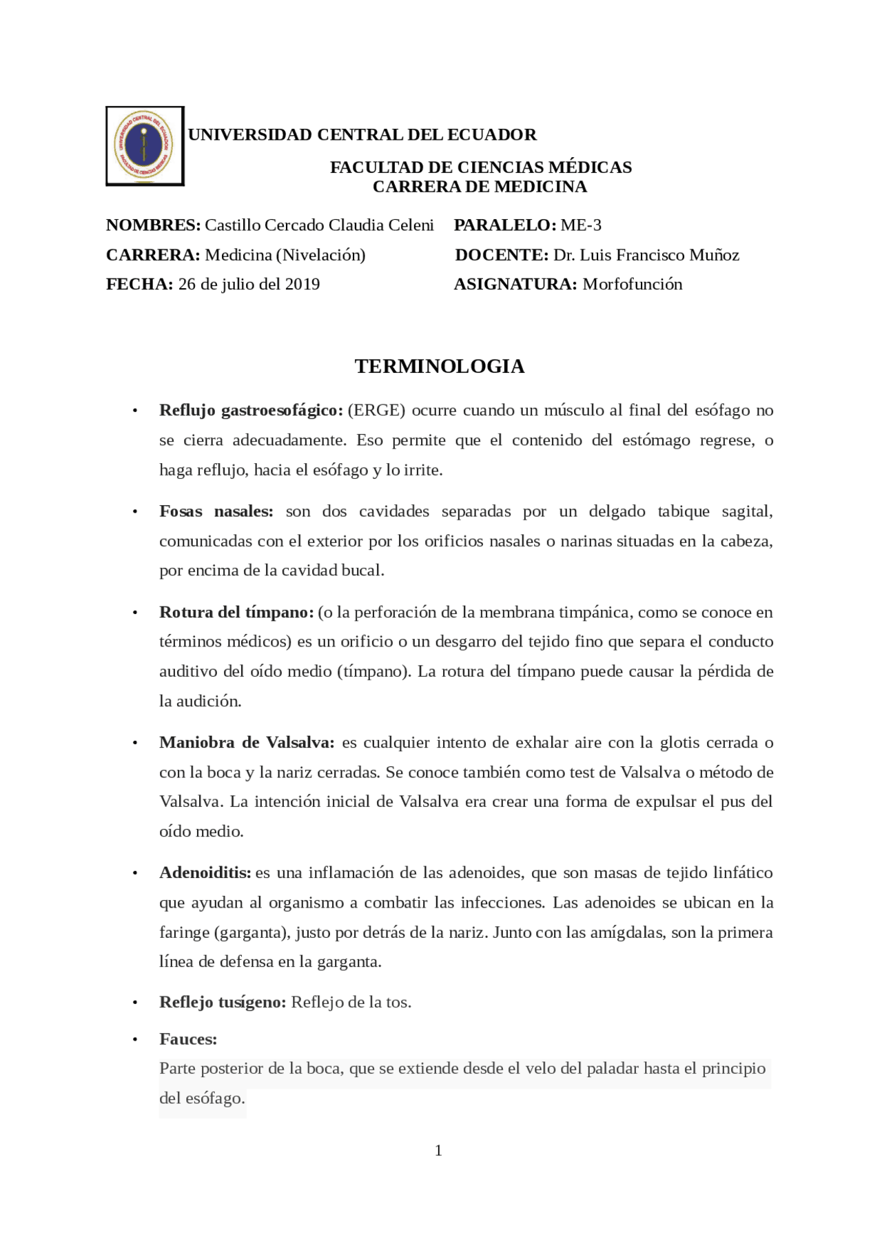 Terminologia morfologia | Apuntes de Morfología y Sintaxis - Docsity