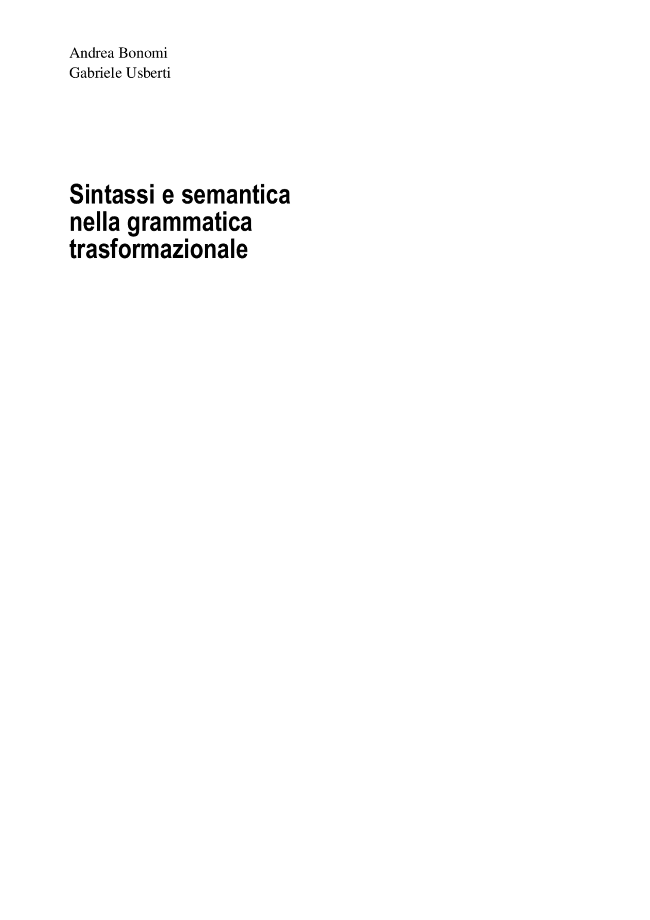 Grammatica Trasformazionale - Chomsky - Docsity