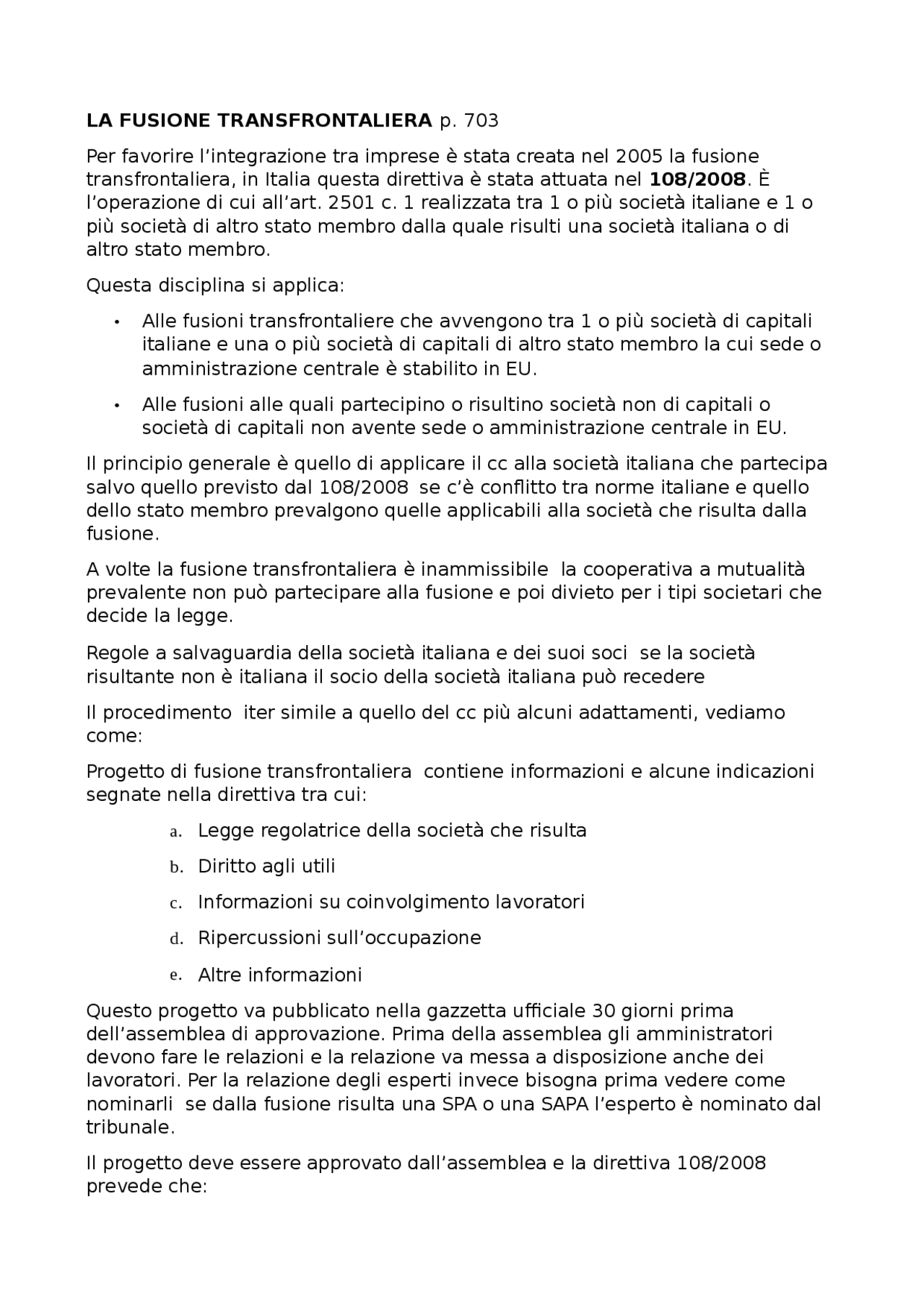 La Fusione Transfrontaliera Docsity
