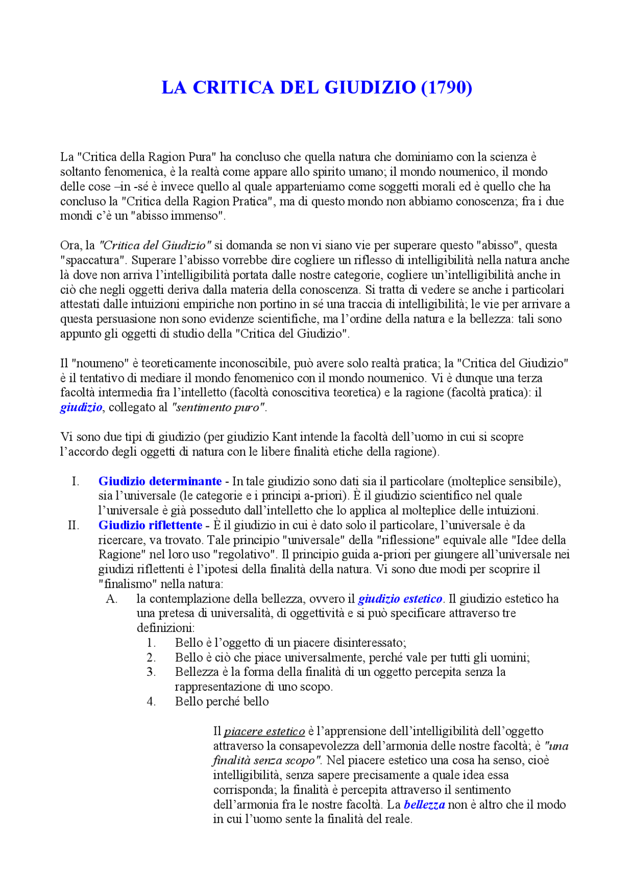 Giudizio E Sentimento Docsity