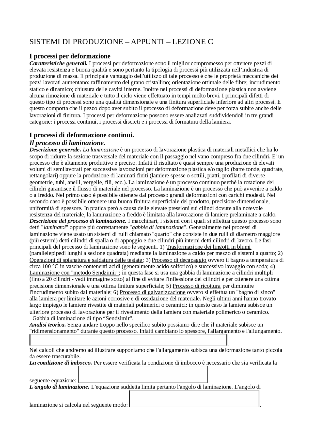 Lezione C Corso Sistemi Di Produzione Docsity