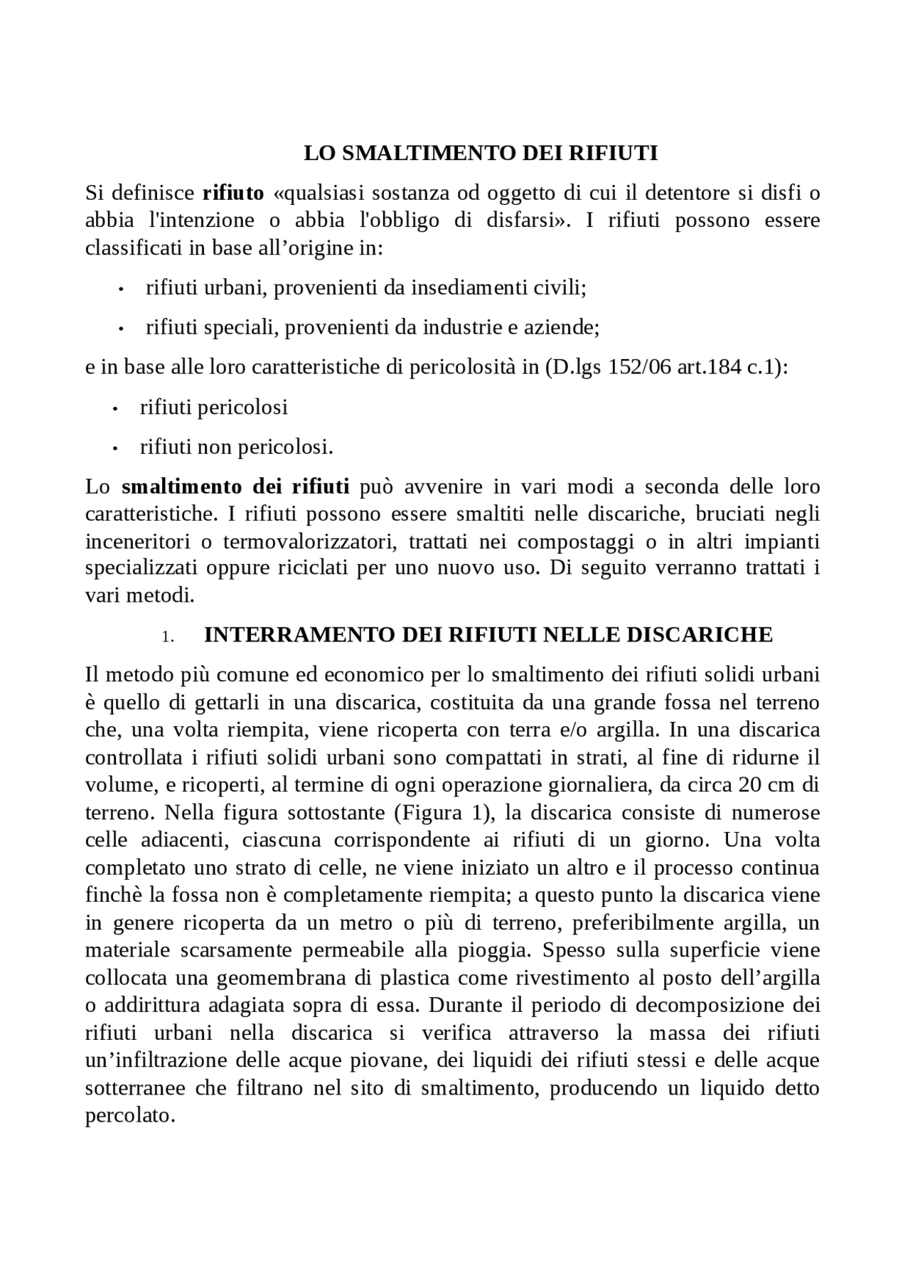 Lo Smaltimento Dei Rifuti Docsity
