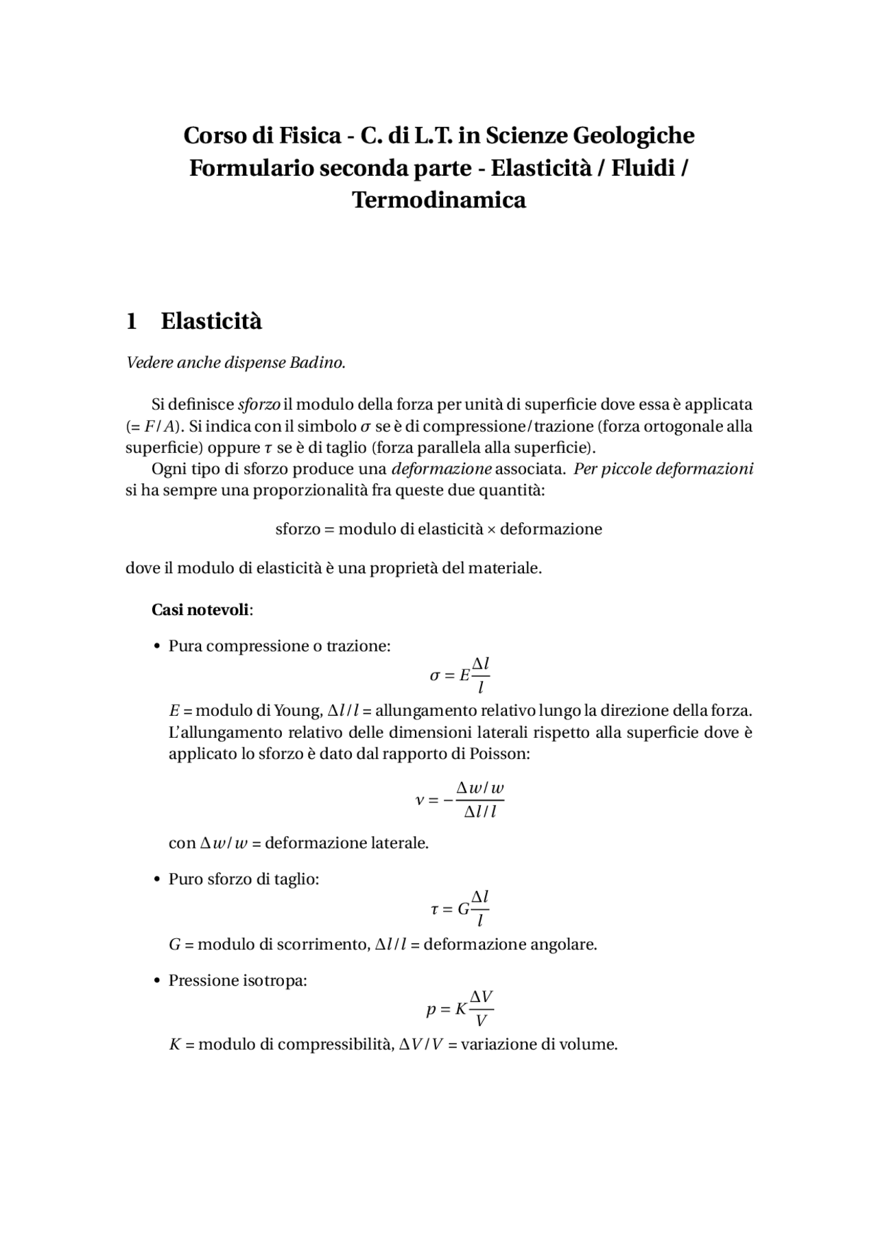 Formulari E Appunti Per Fisica 1 E 2 Appunti Di Fisica Docsity