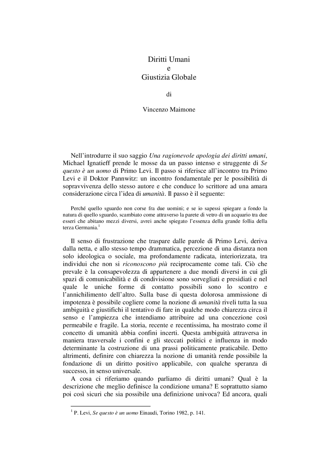 Diritti Umani E Giustizia Globale Docsity