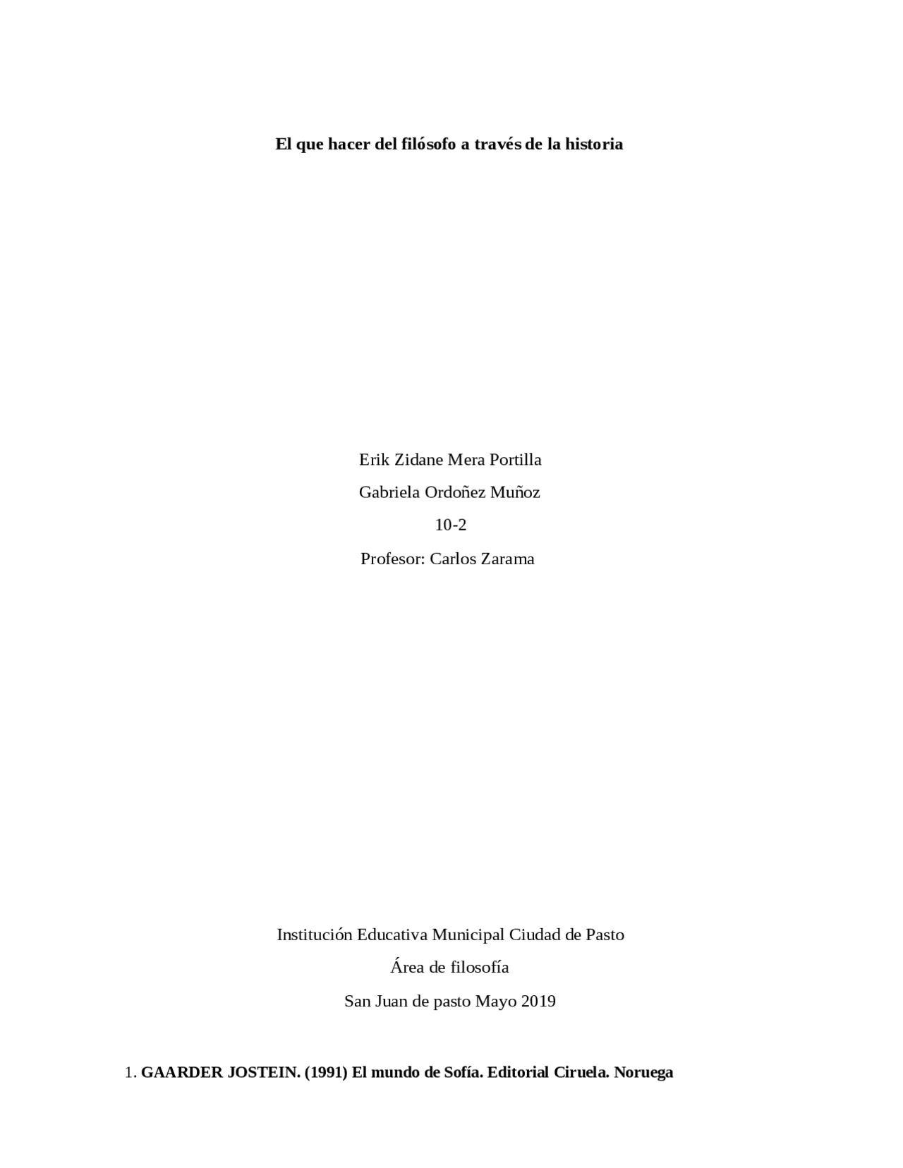 Ensayo Mundo De Sofia Monografías Ensayos De Filosofía Docsity