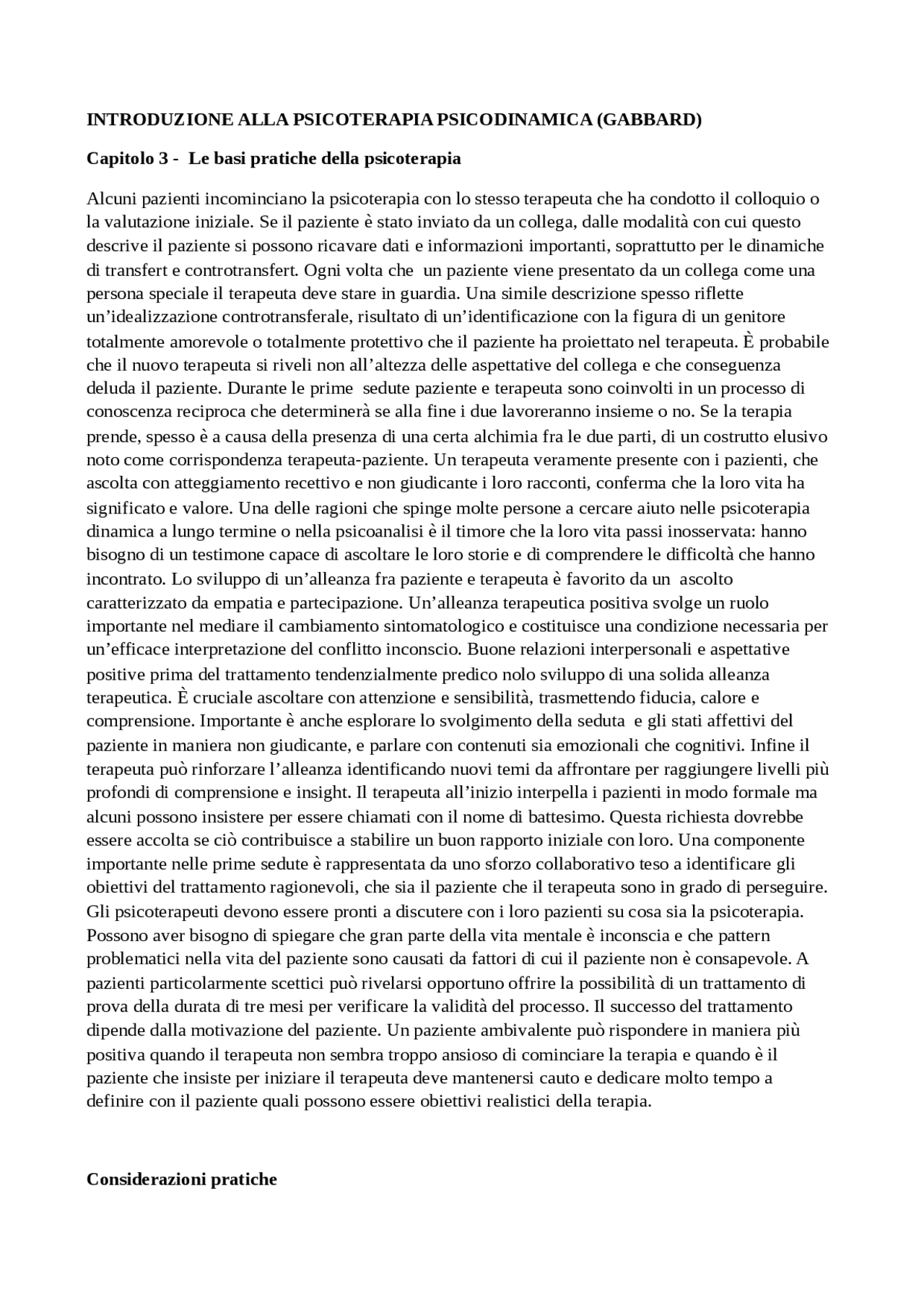 Teorie E Tecniche Del Colloquio Psicodinamico Docsity