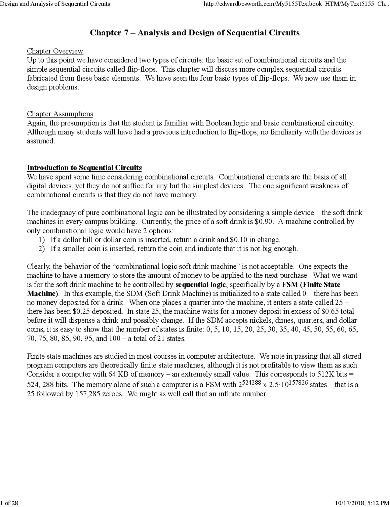 Sequential Circuit Analysis Docsity