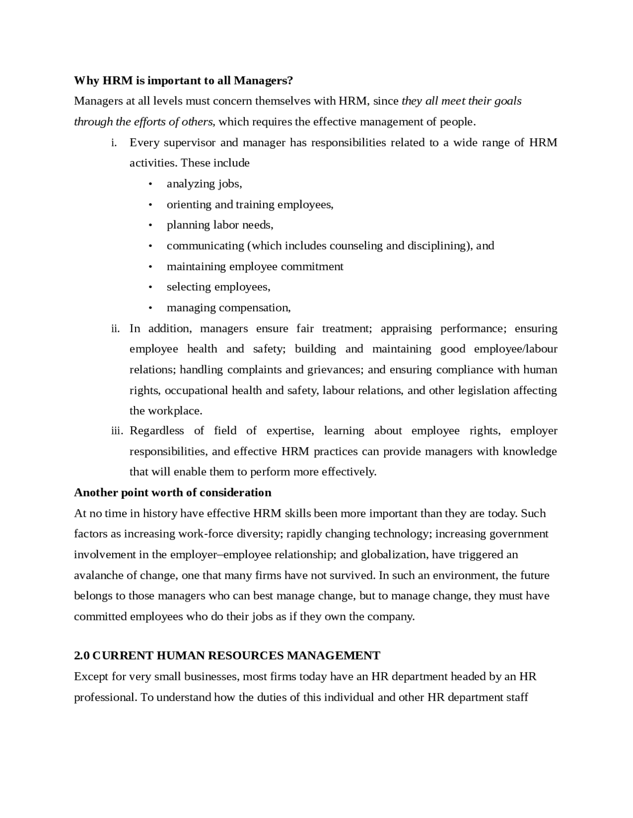 Human Resource Management Notes Docsity