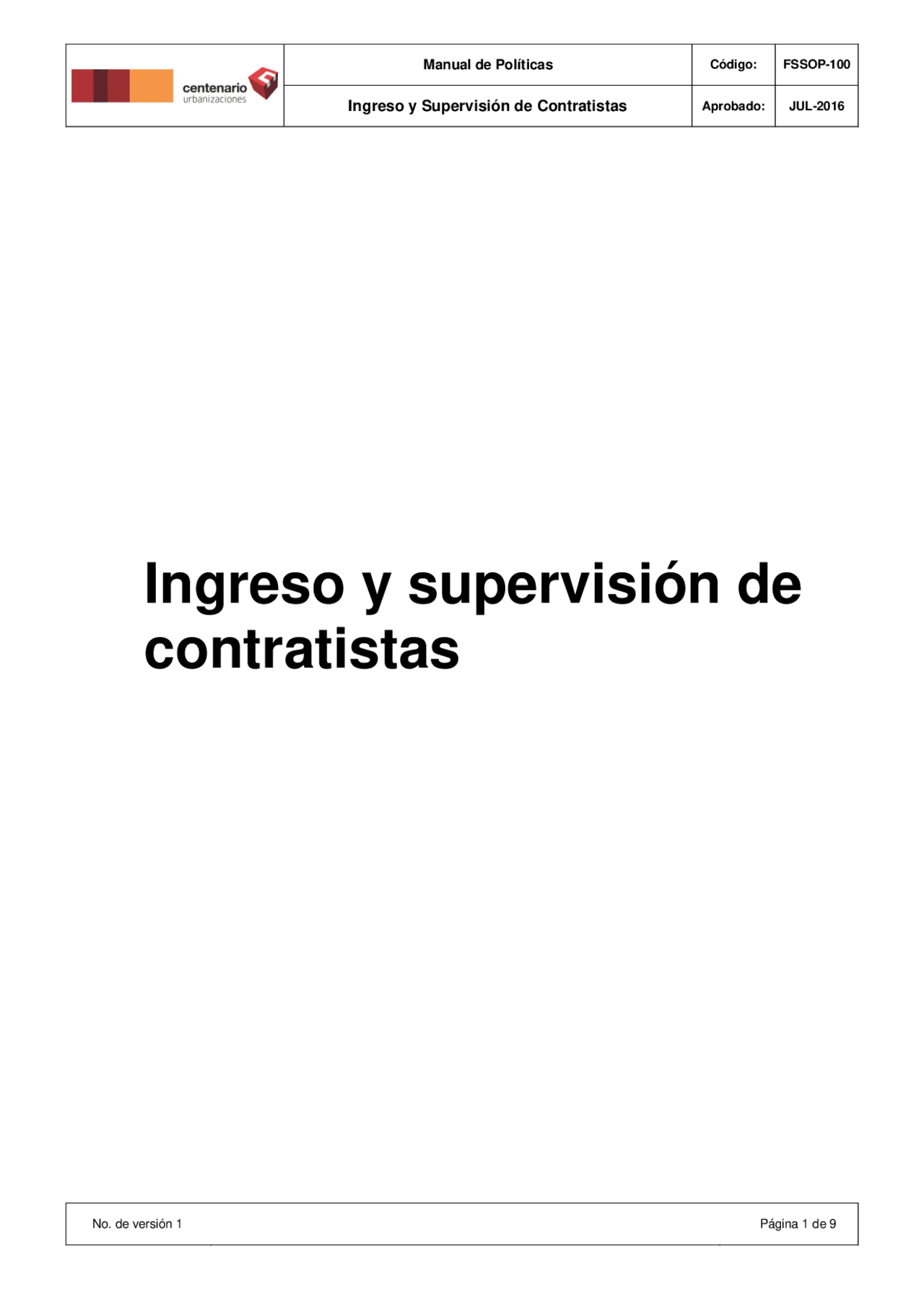 4.05 Ingreso y Supervision de Contratistas - para trabajos - Docsity
