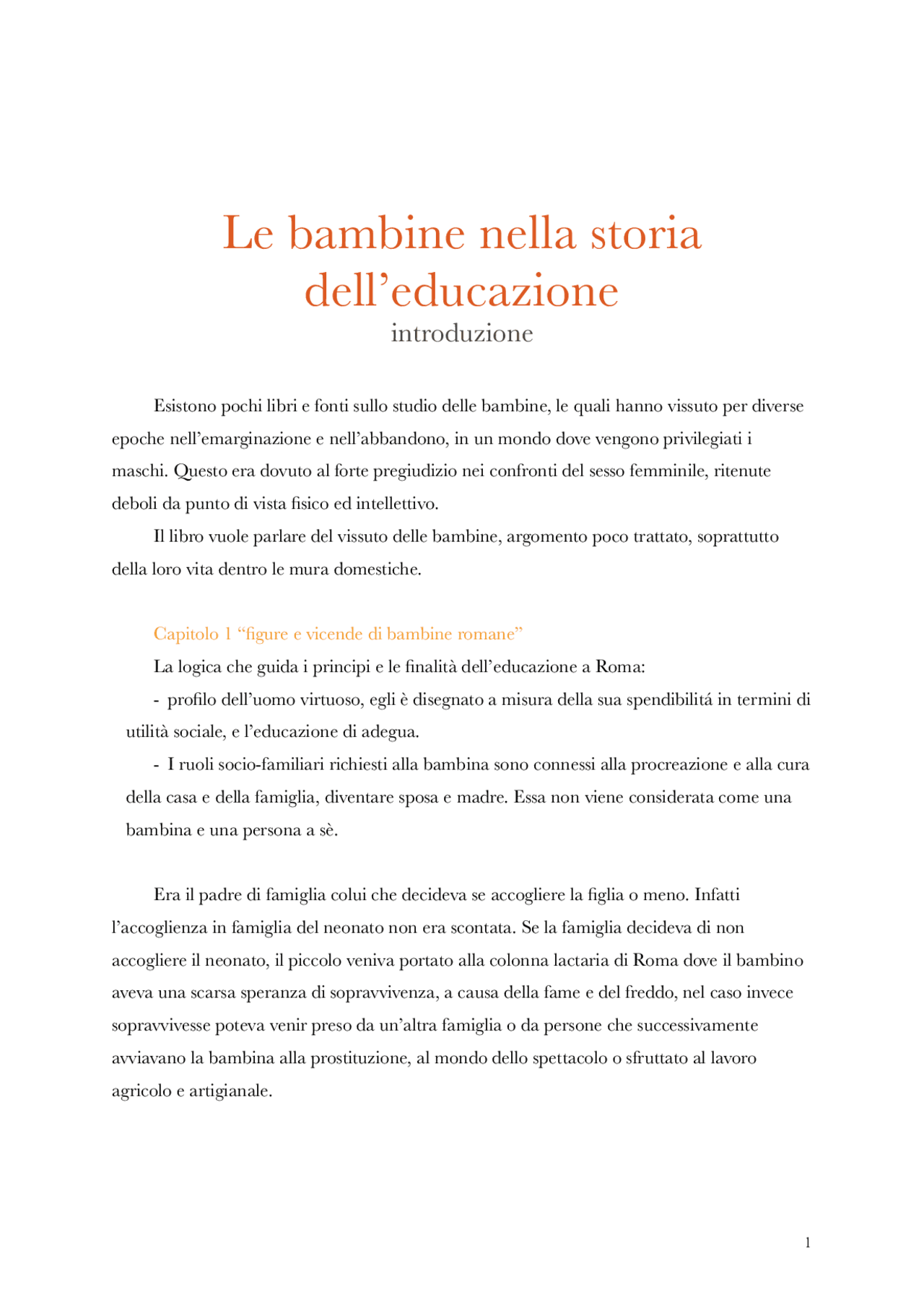 La Bambine Nella Storia Delleducazione Docsity