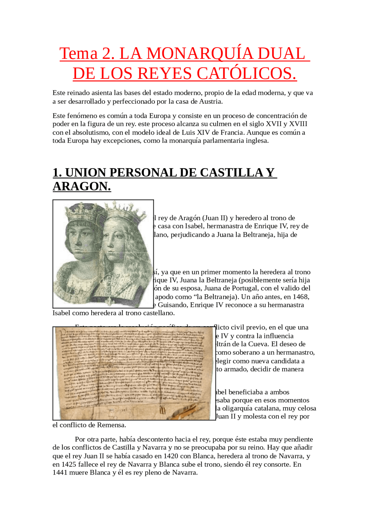 Tema 2. La monarquía dual de los reyes católicos. | Apuntes de Historia ...