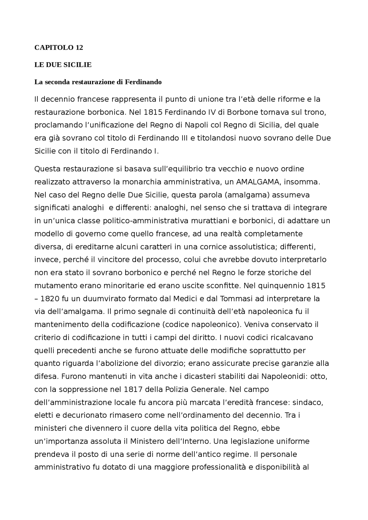 Le Due Sicilie Il Re Ferdinando Docsity
