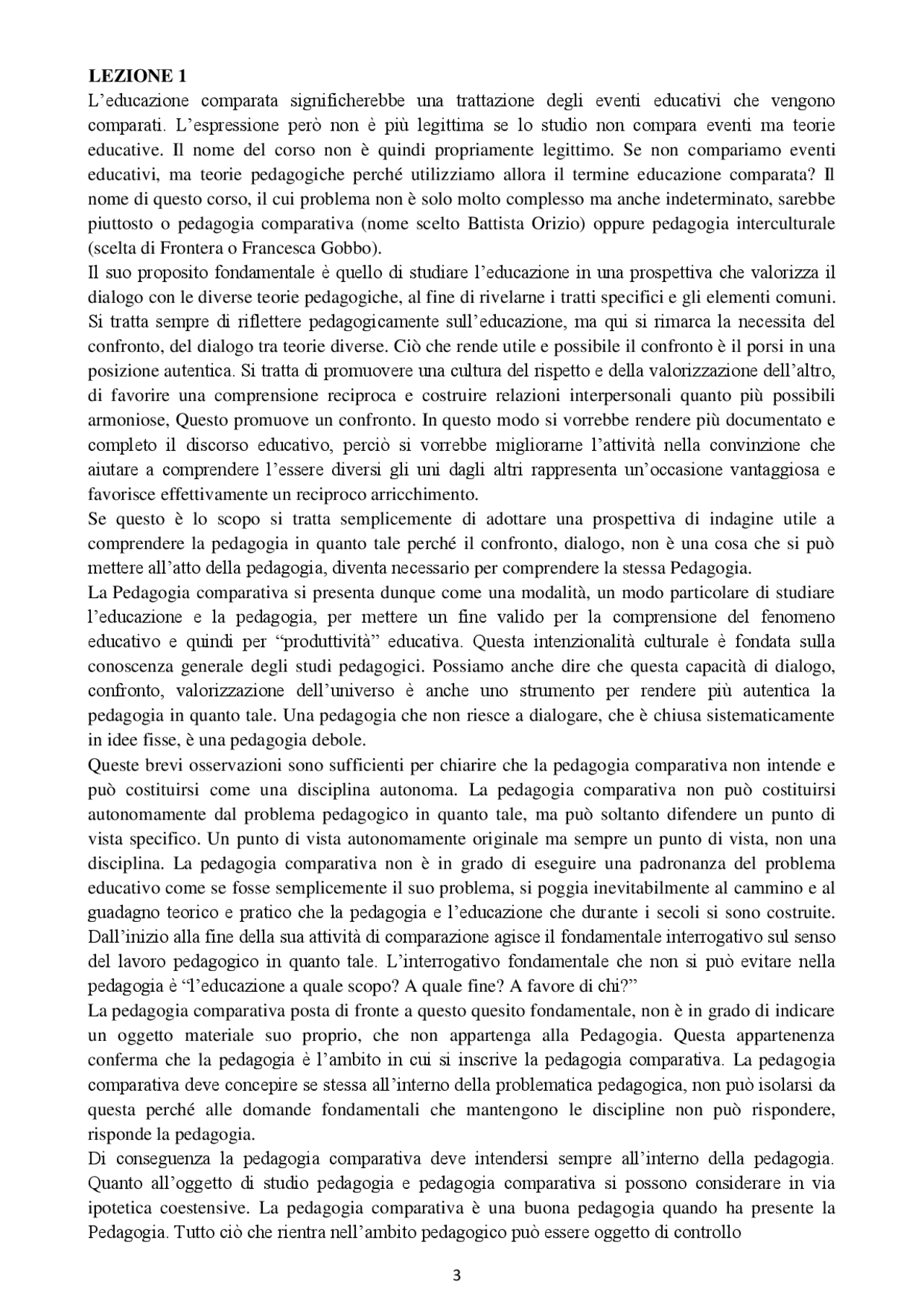 Sbobinature Lezioni Di Educazione Comparata Prof Nuvoli Docsity