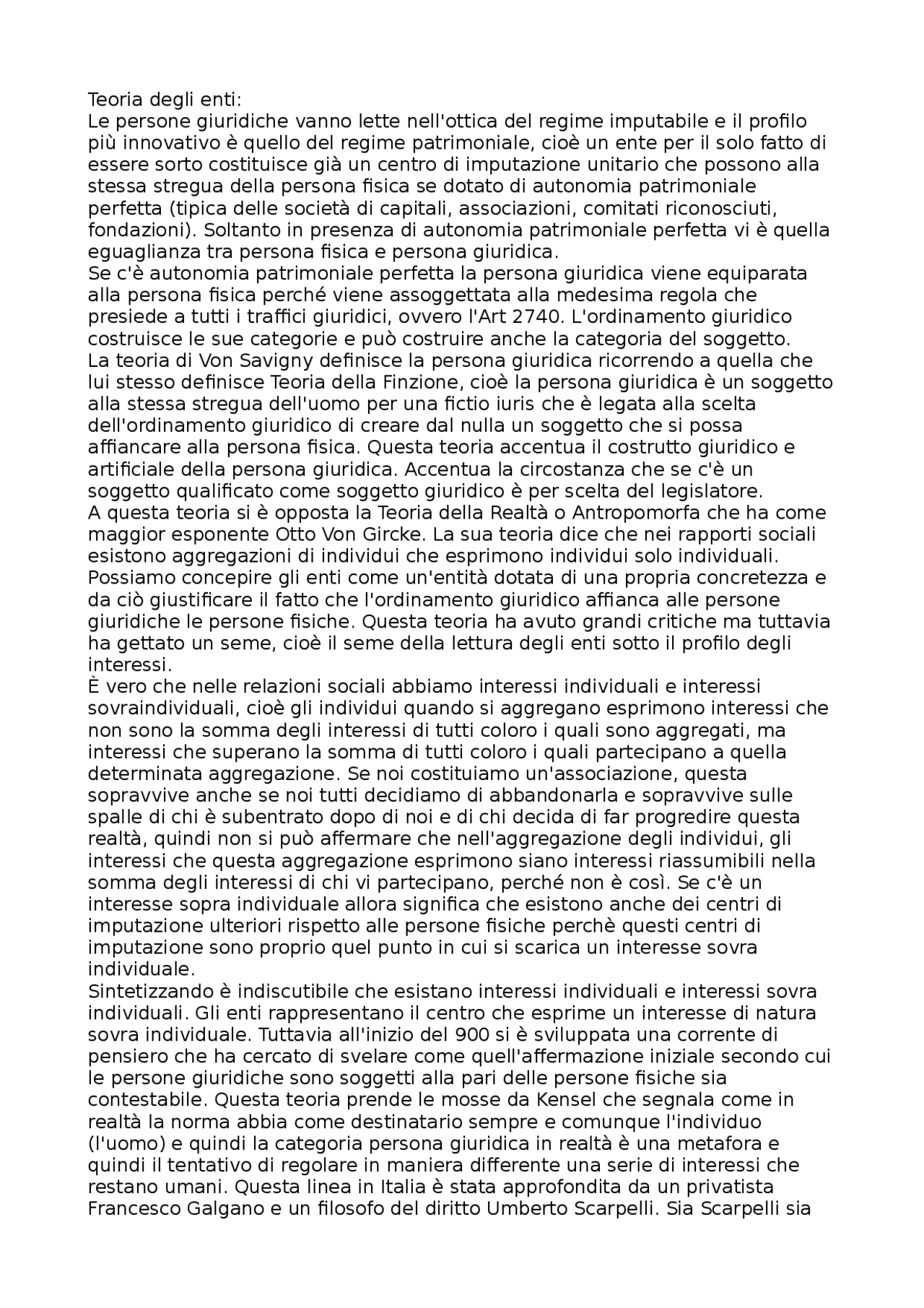 Teoria Degli Enti E Le Teorie Docsity
