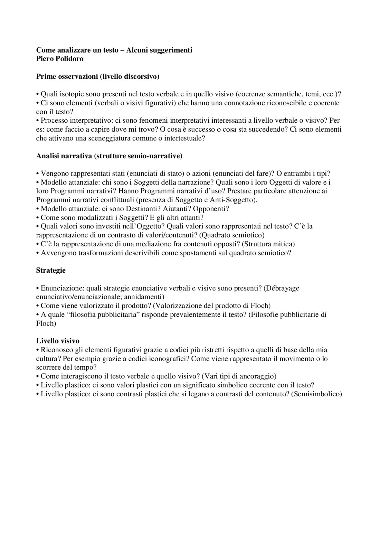 Guida Allanalisi Semiotica Docsity