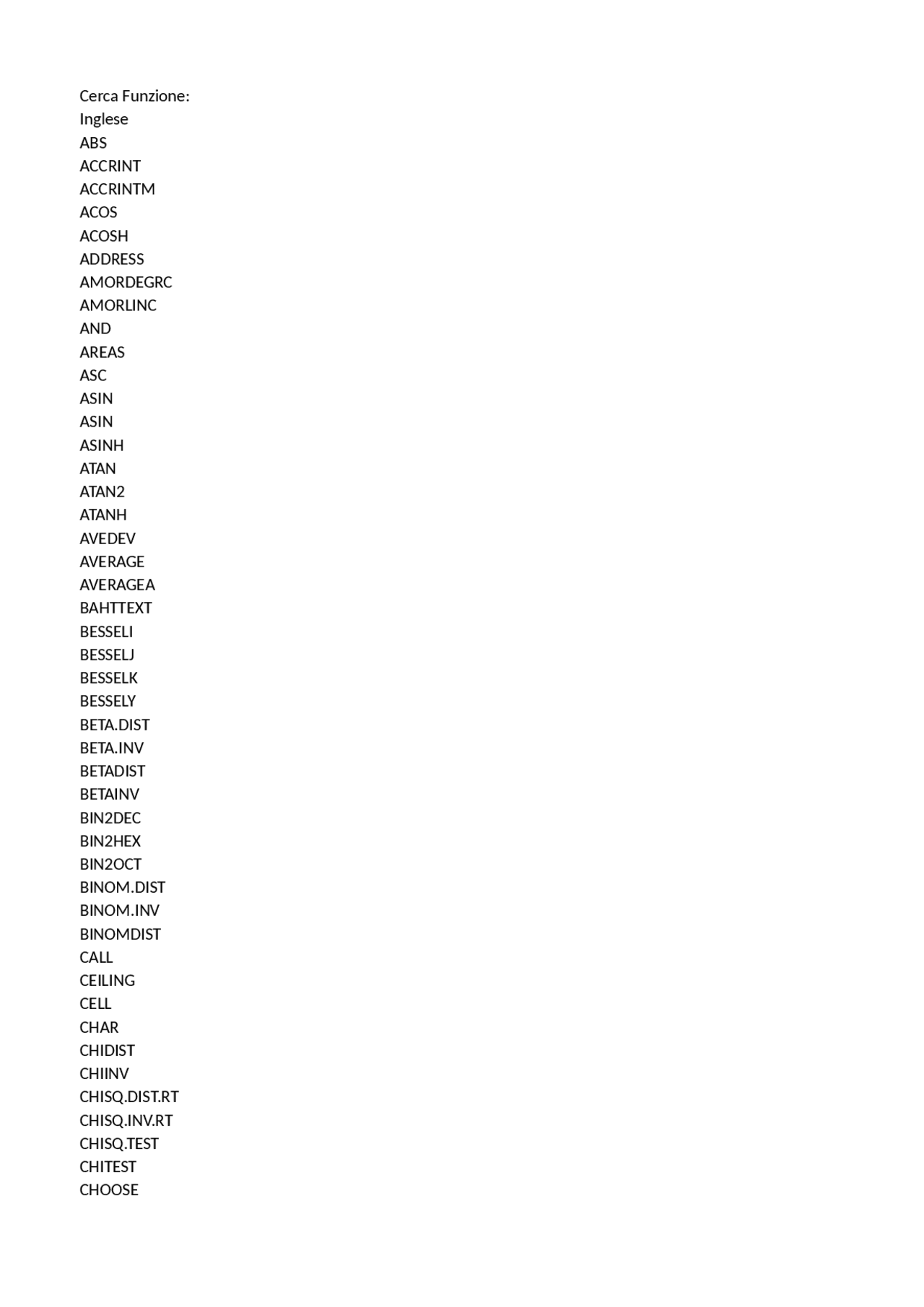 Lista Formule Di Excel Per Esame Di Informatica Seconda Parte