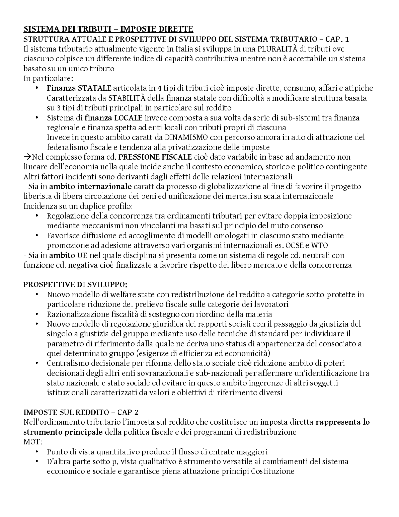 Imposte E Reddito Caratteristiche Principali Docsity