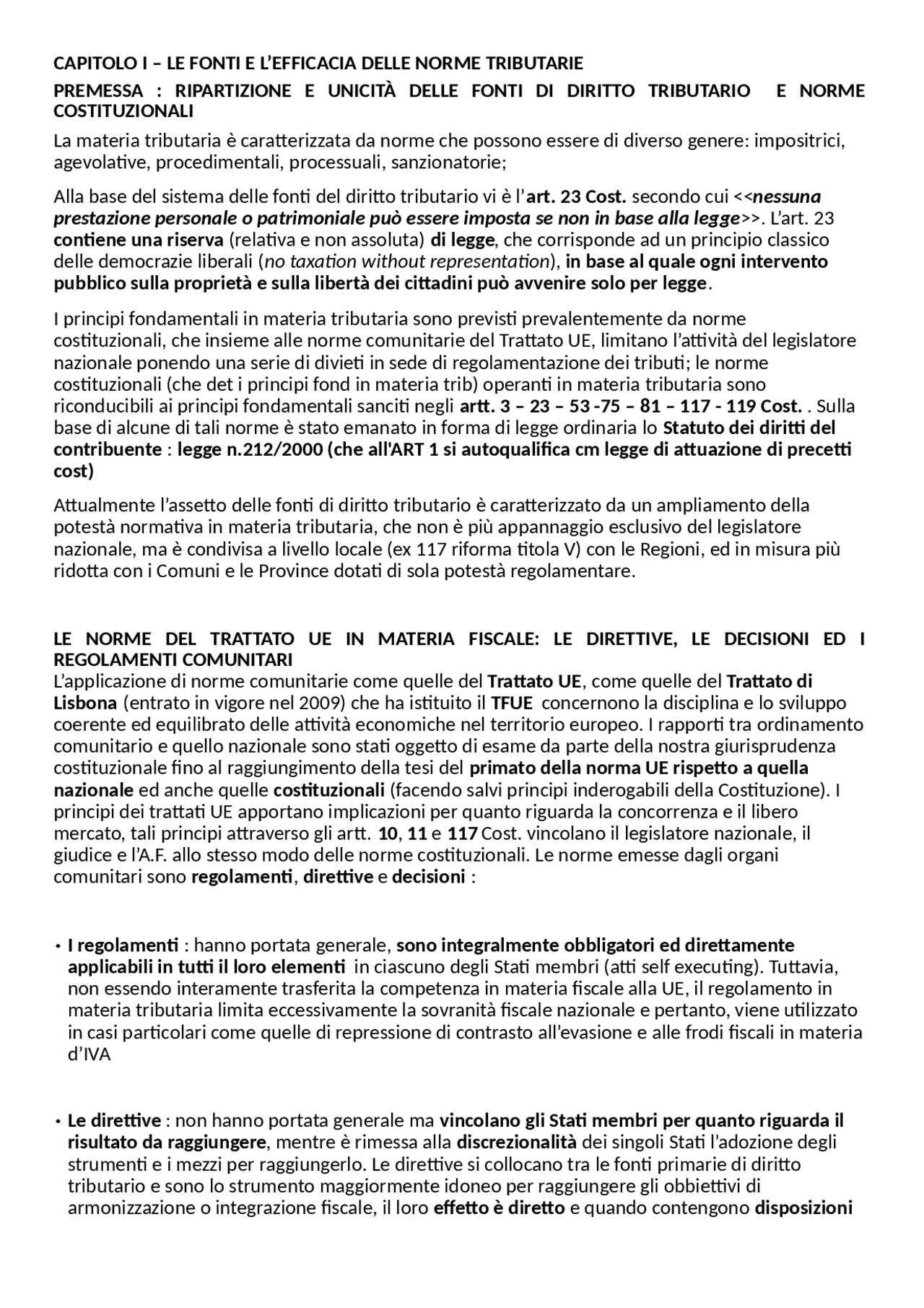 Riassunto Completo Diritto Tributario Docsity