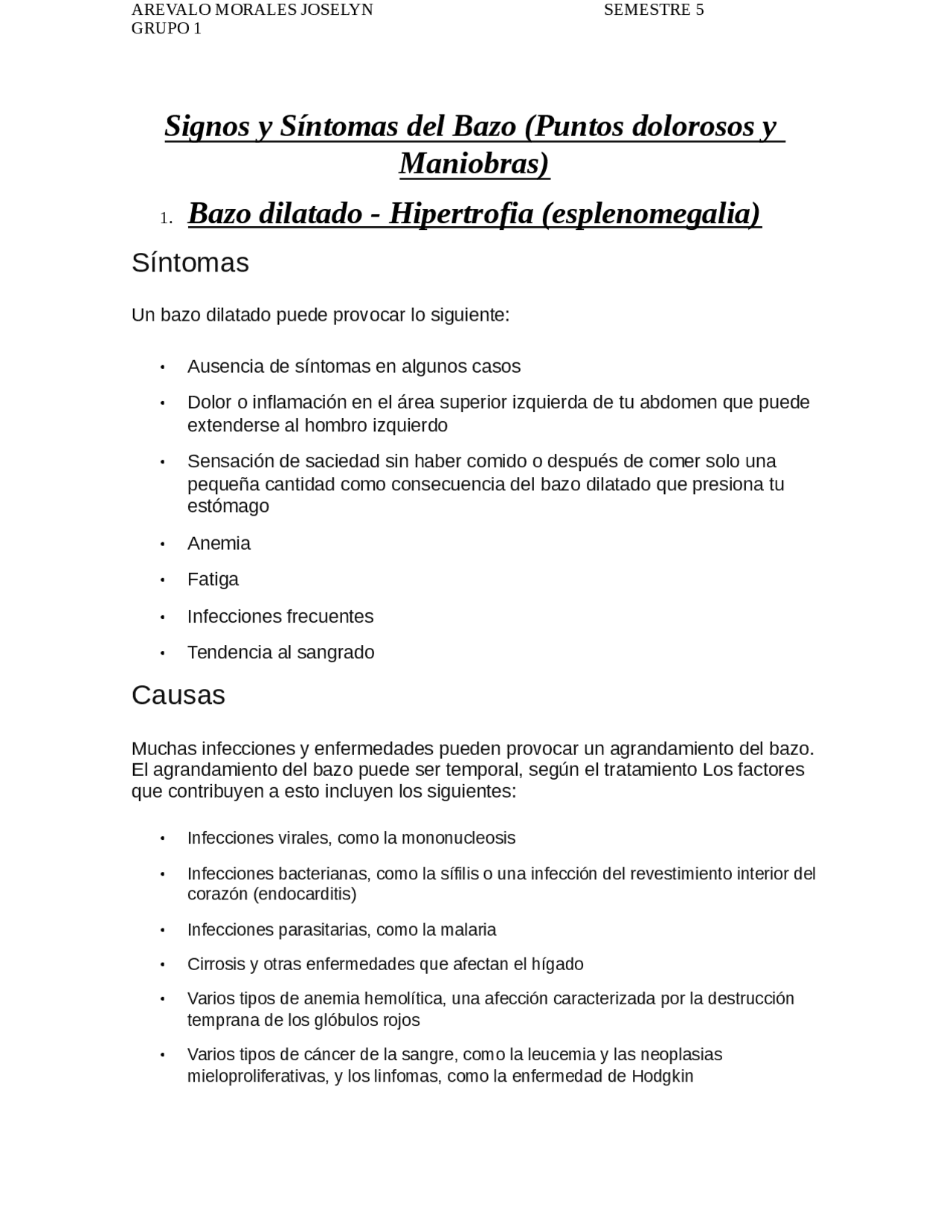 signos y sintomas del bazo y sus maniobras para palparlo | Resúmenes de ...