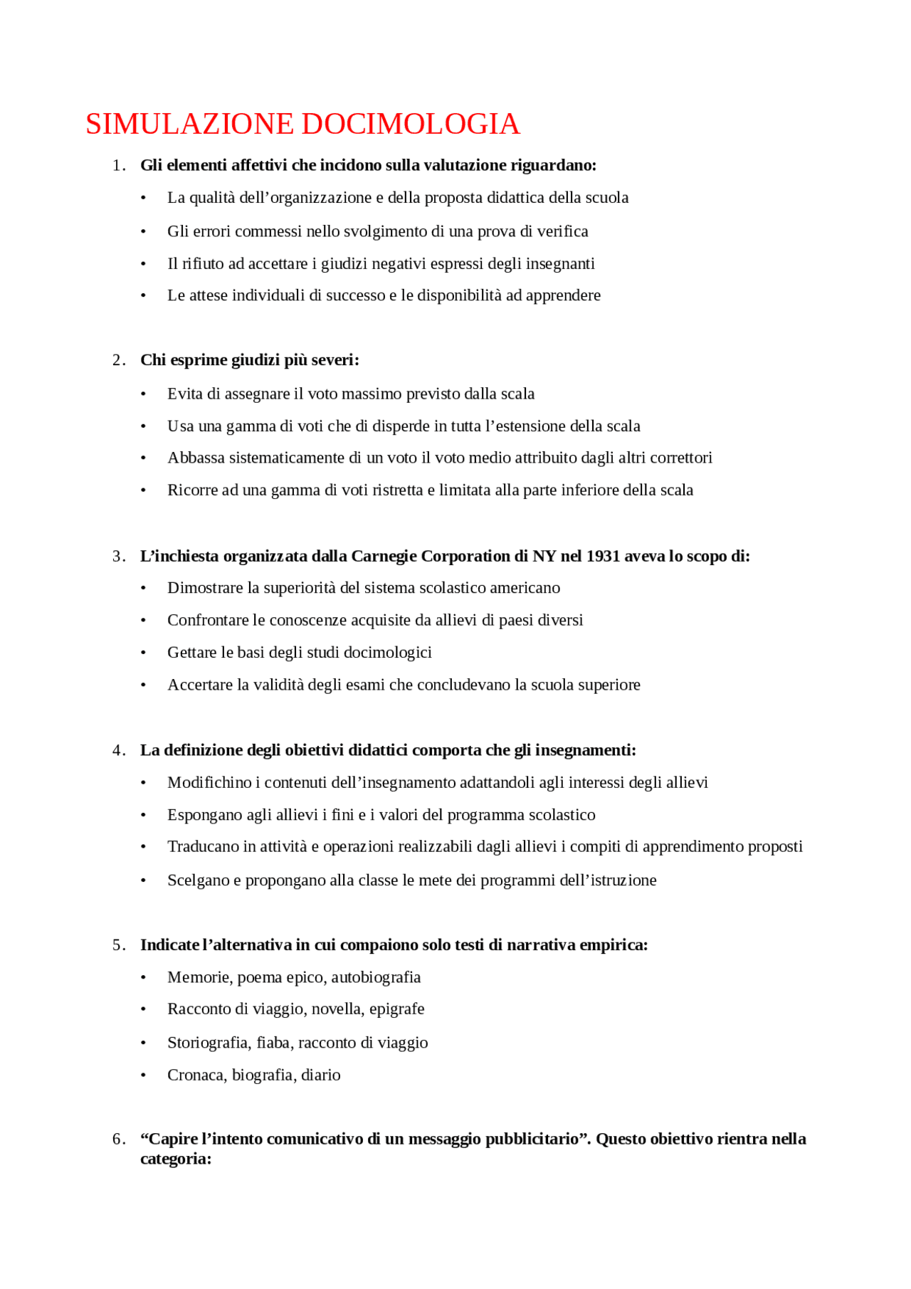 Docimologia Docsity