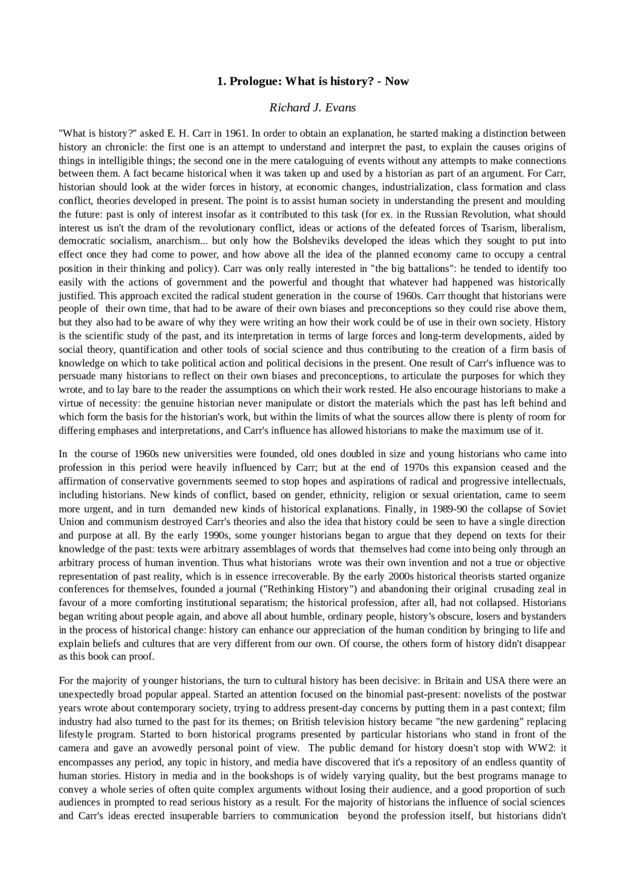 Riassunto "What is history now?" | Sintesi del corso di Storia - Docsity