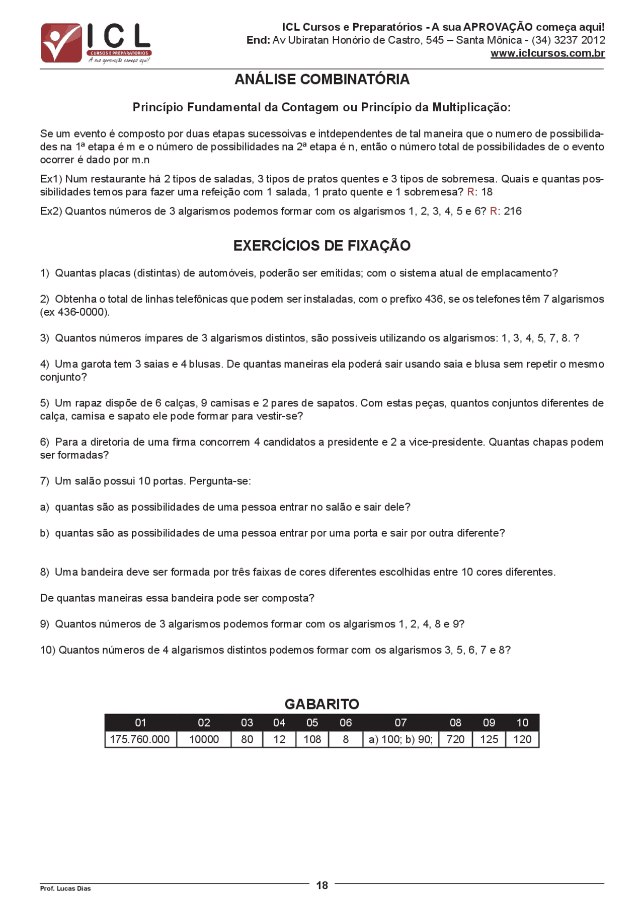 Análise Combinatória Docsity