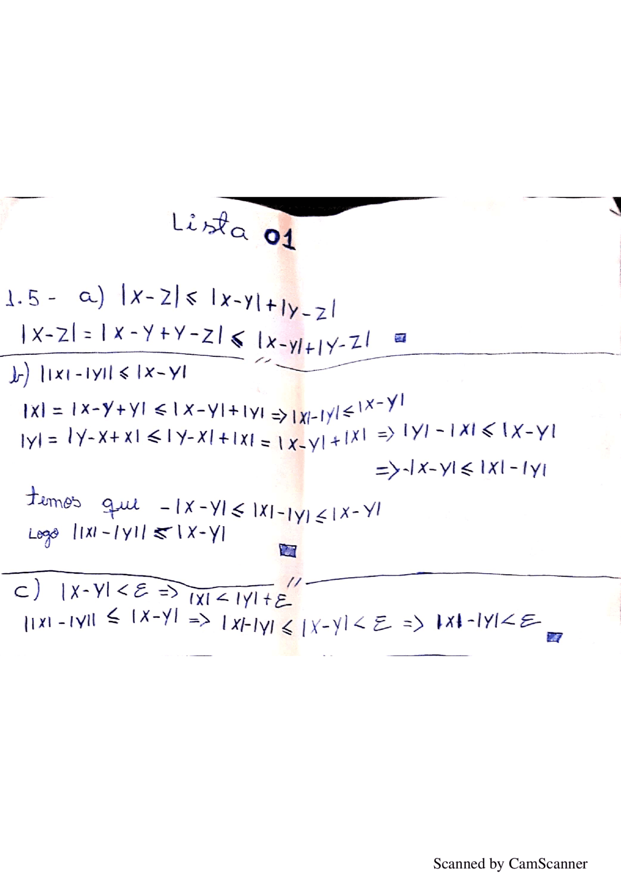 Análise Real Vários Exercícios Resolvidos Exercícios Matemática Docsity
