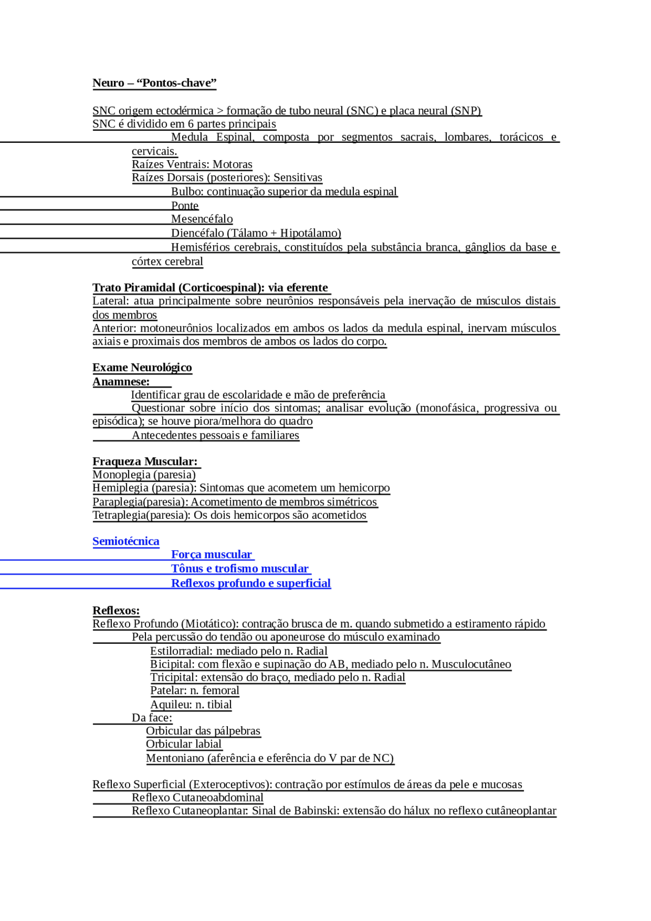 Neurologia Basica Exame Neurologico Docsity