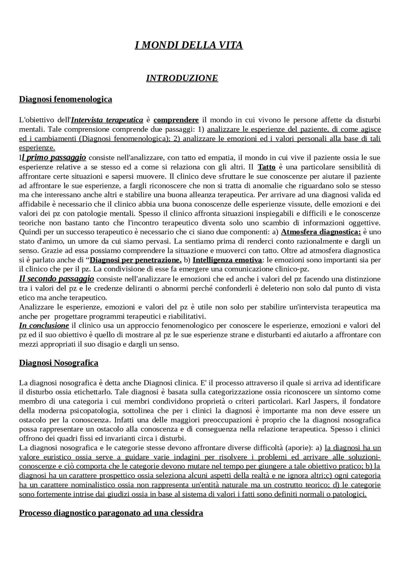 Psicopatologia Prof Giovanni Stanghellini Docsity