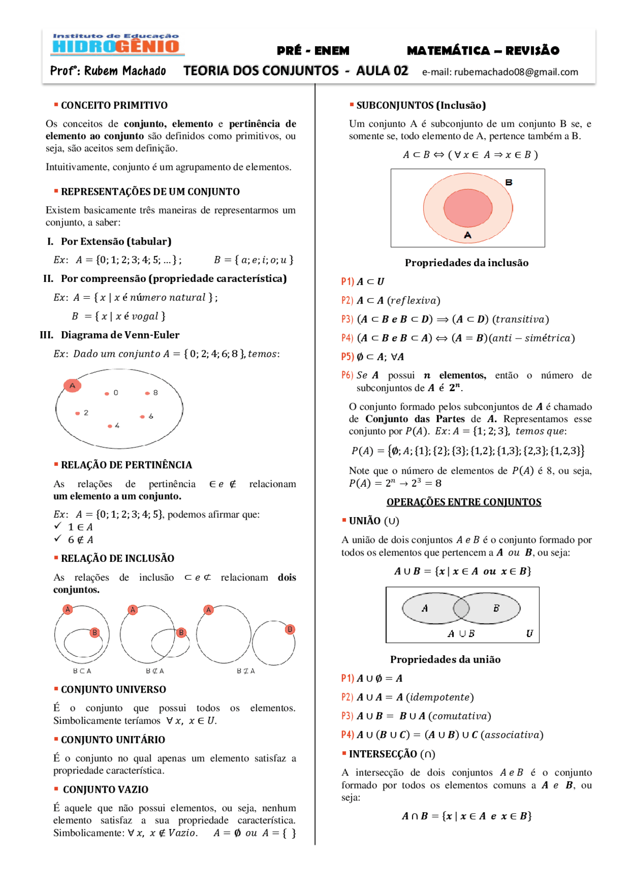 Teoria Dos Conjuntos Resumos Matemática Docsity