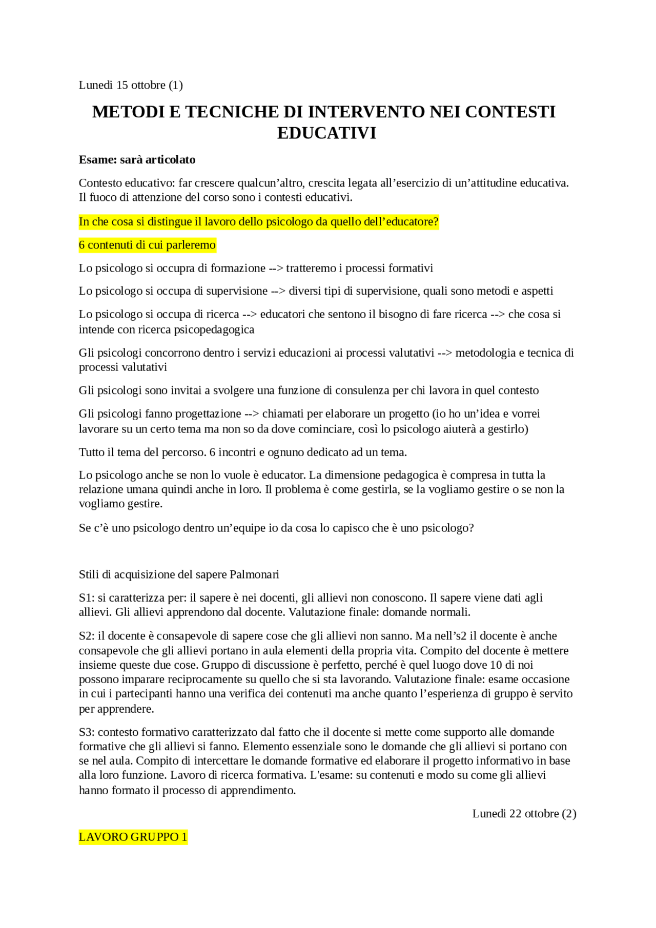 Metodi E Tecniche Nei Contesti Educativi Docsity