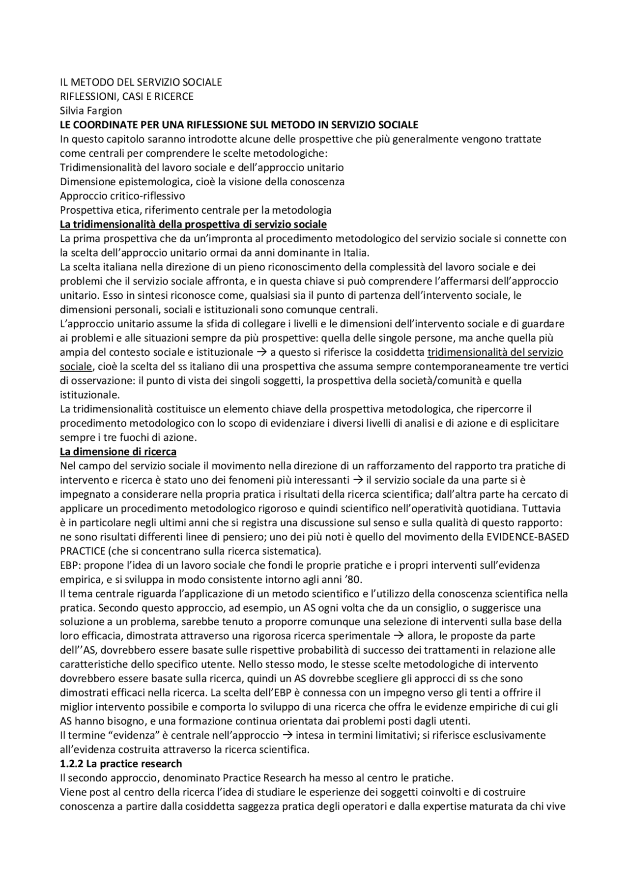 Il Metodo Nel Servizio Sociale Docsity