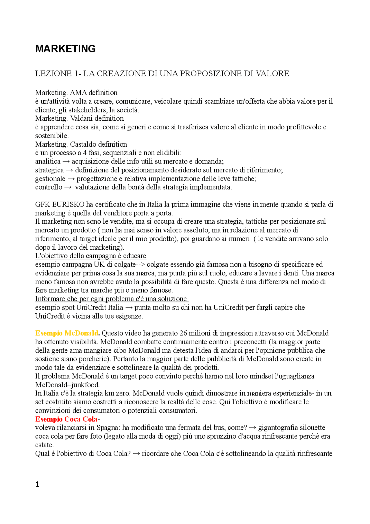 Lezioni Complete Di Marketing Docsity