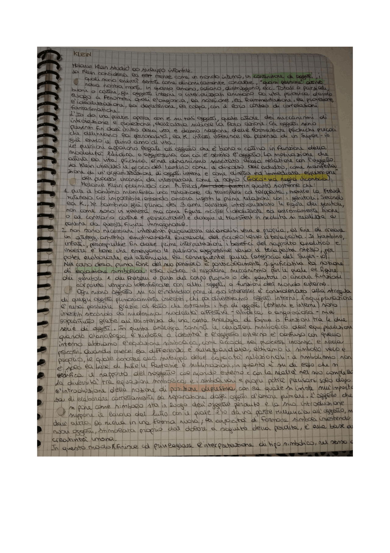 Riassunto Klein E Winnicott Docsity