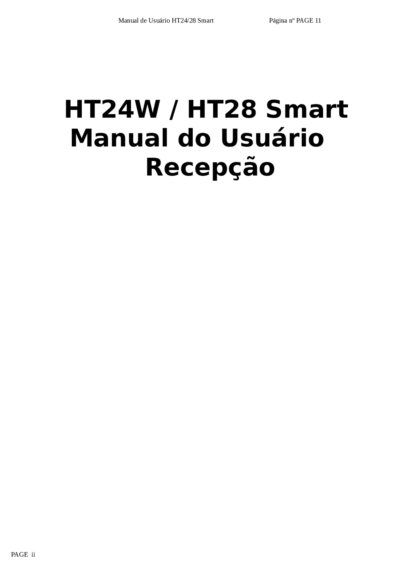 HT24W / HT28 Smart: manual do usuário recepção - Docsity