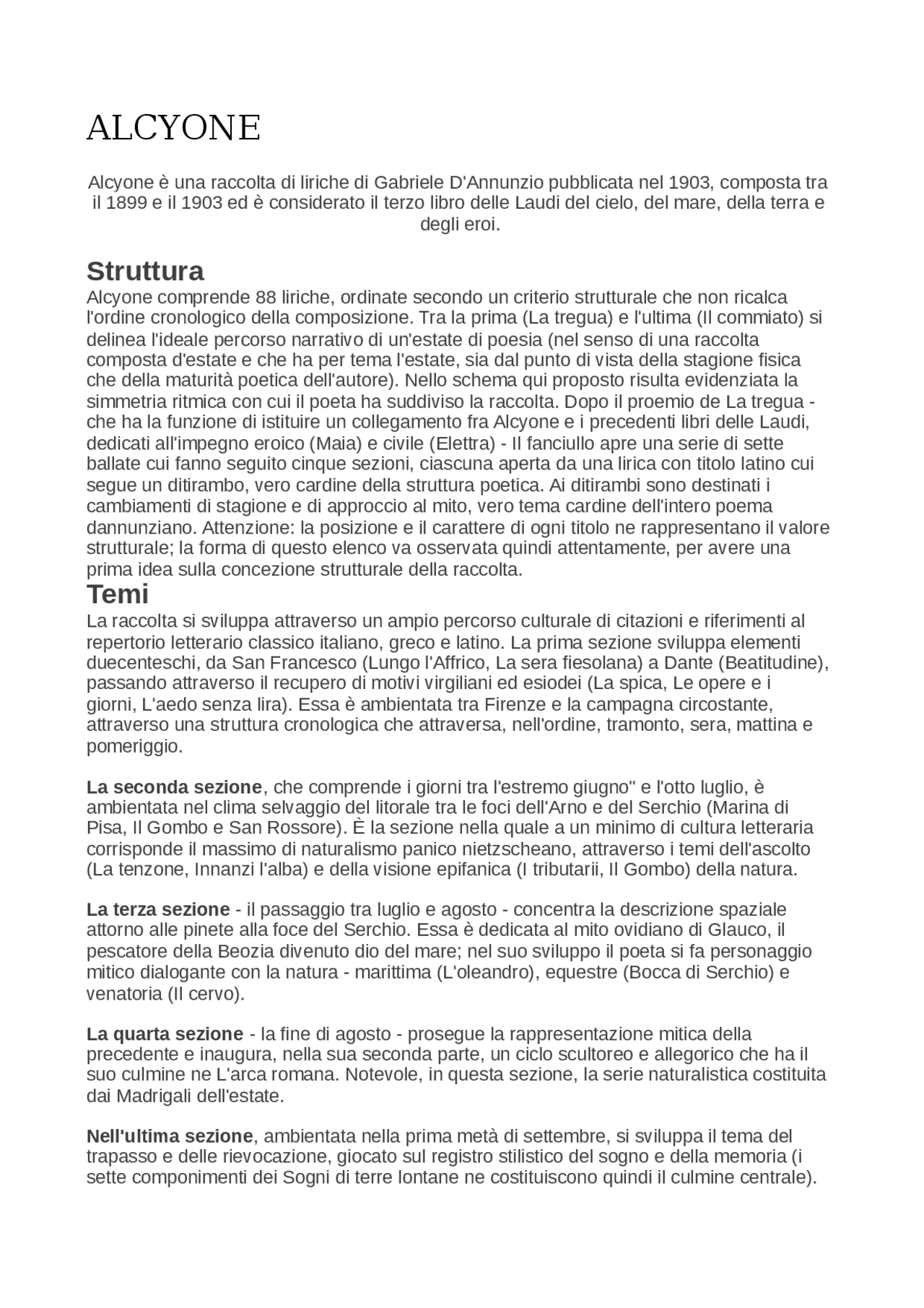 Alcyone Gdannunzio Docsity