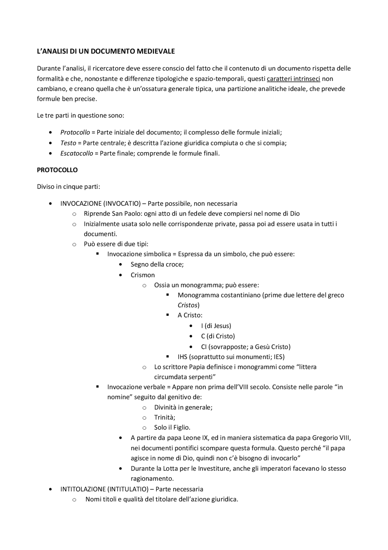 Il Documento Medievale Docsity