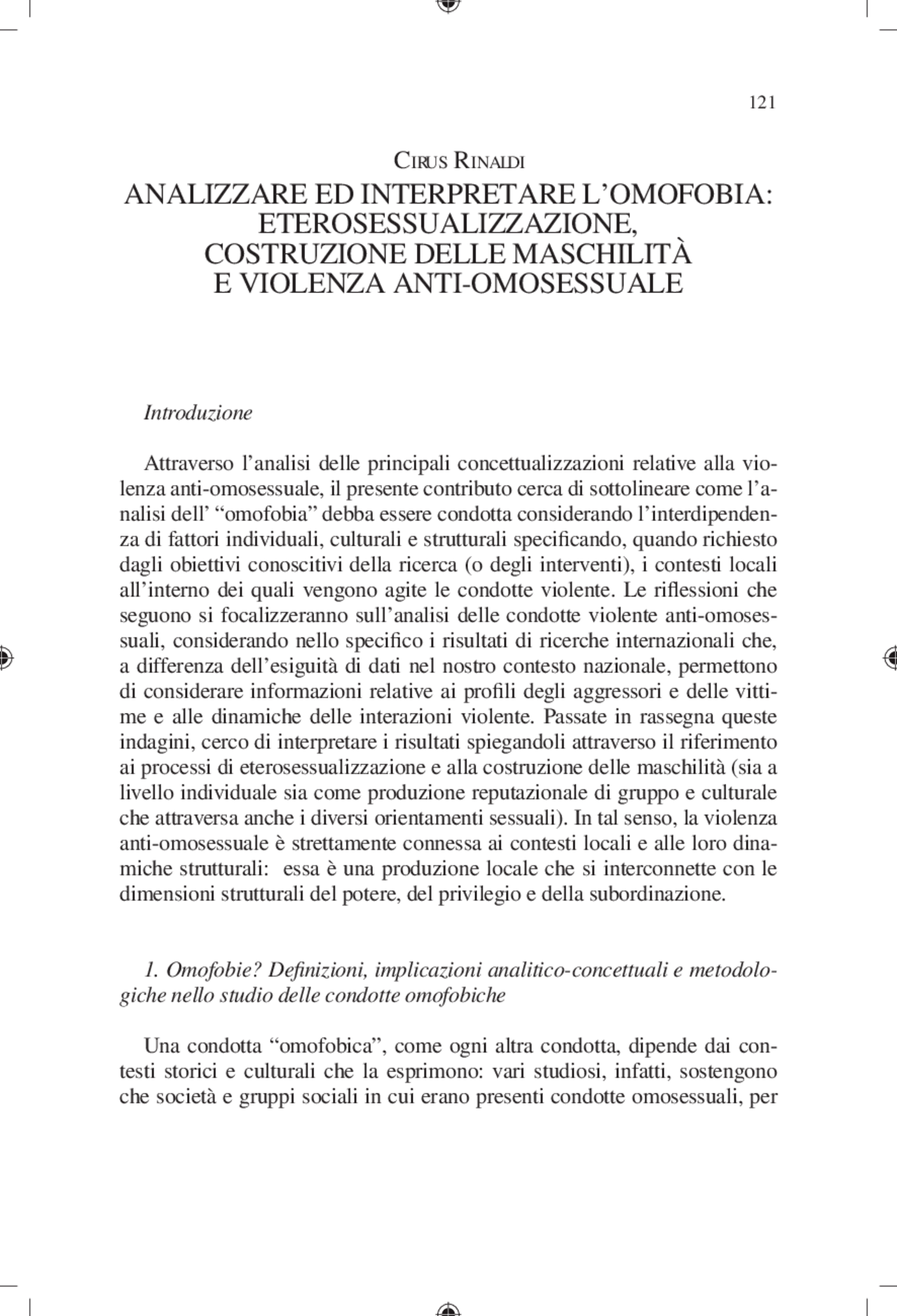 Omofobia Interpretazione Docsity